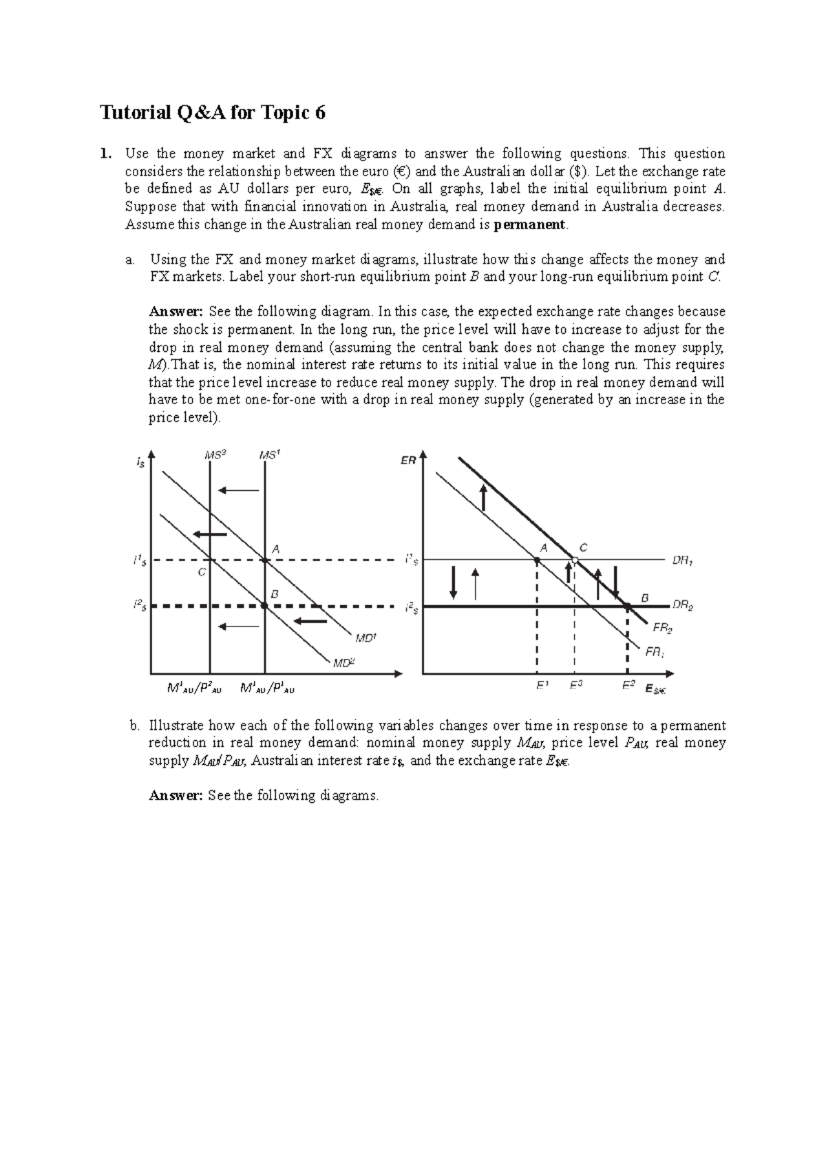 Week 08 Tutorial Qa For Topic 6 Tutorial Qanda For Topic 6 Use The Money Market And Fx Diagrams