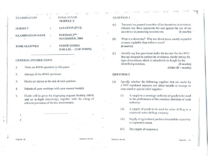 Tutorial Questions BTX 1 - TUTORIAL QUESTIONS BTX 1 INCOME TAXATION ...