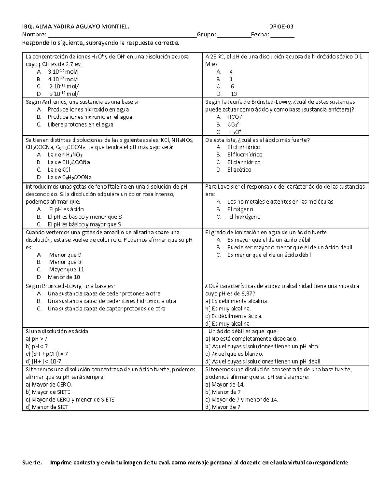 Examen 31 Septiembre 2020, preguntas - Warning: TT: undefined function: 32 IBQ. ALMA YADIRA ...