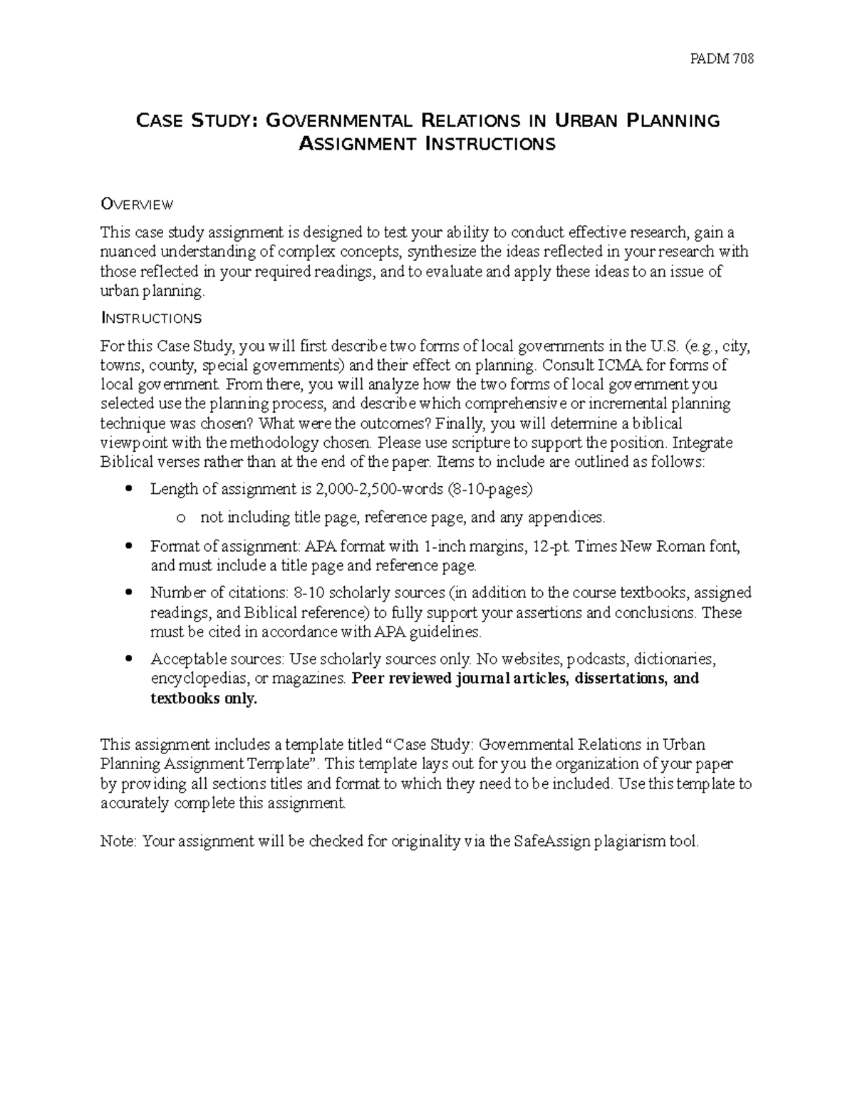 Case Study Governmental Relations in Urban Planning Assignment ...