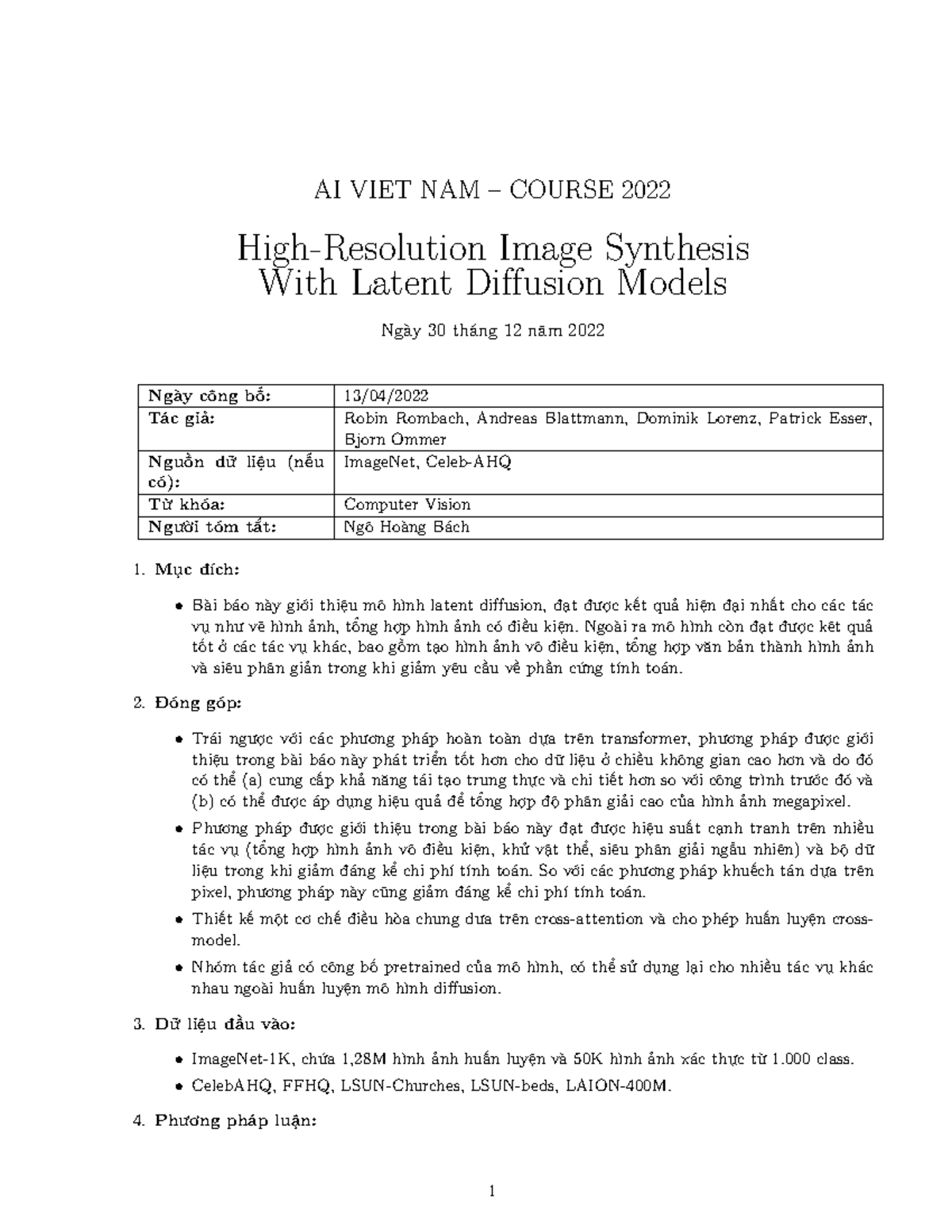 High Resolution Image Synthesis with Latent Diffusion Models VI - AI ...