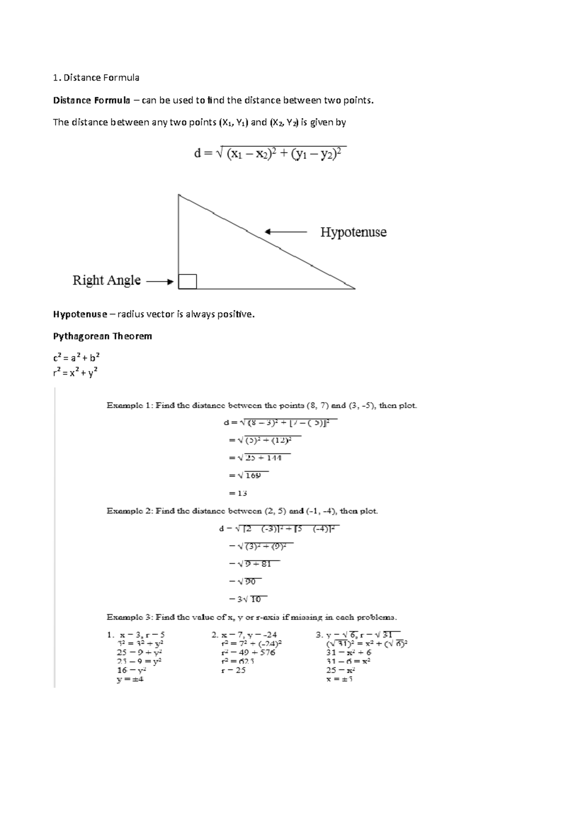 Math, Scie 2nd information technology - Distance Formula Distance ...