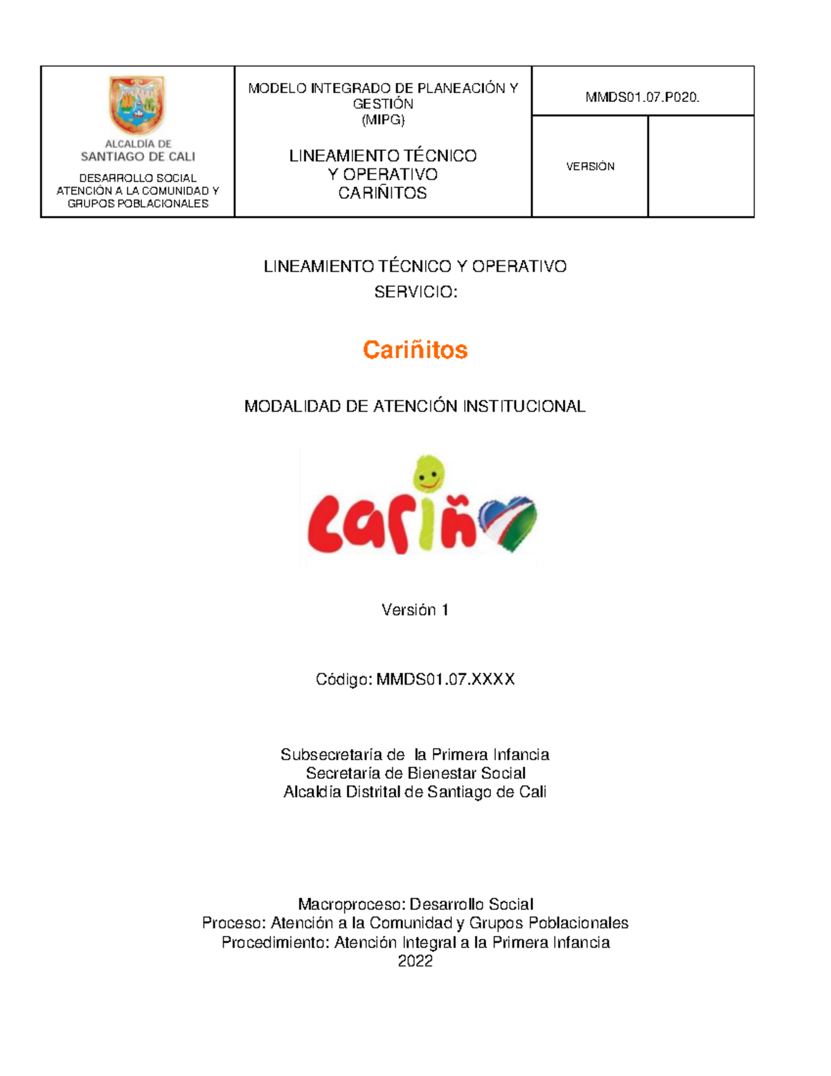 Lineamiento modelo Cariño_Atención primera infancia - psicologia social ...