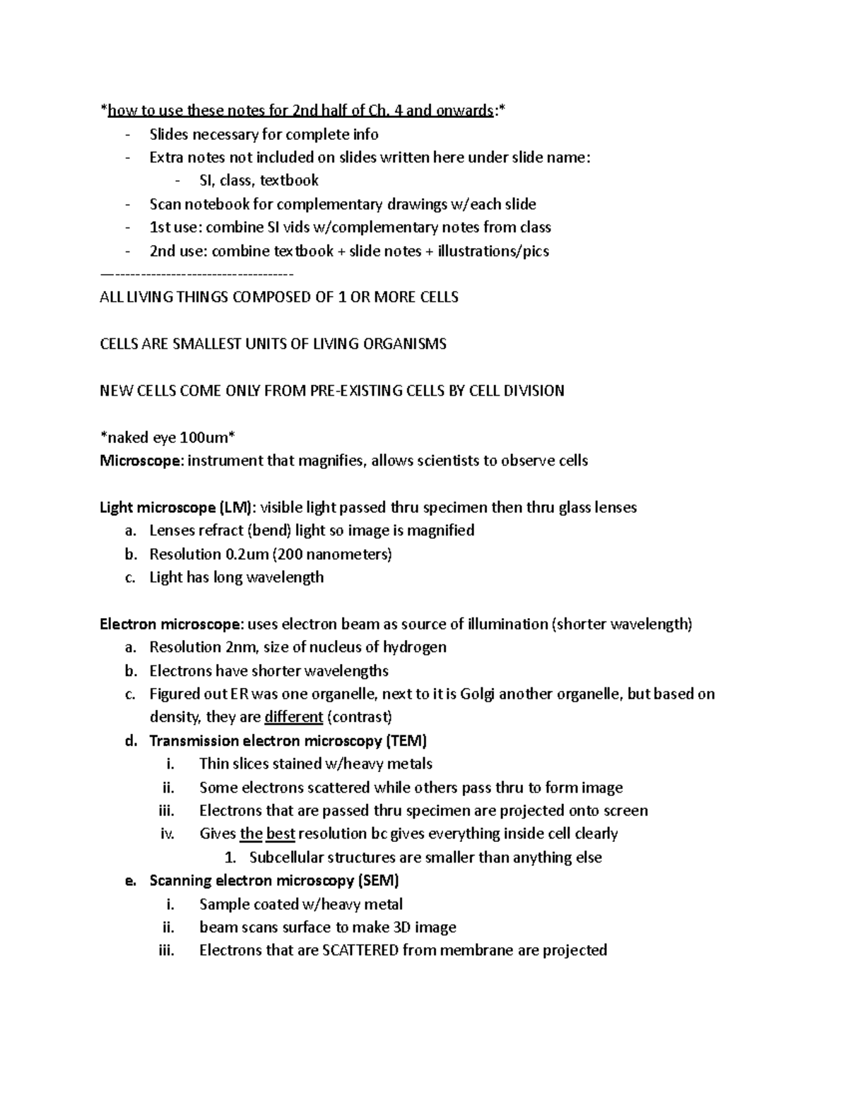 CELL1010 Ch. 4 Fundamental Unit Of life Cell Theory - how to use these ...