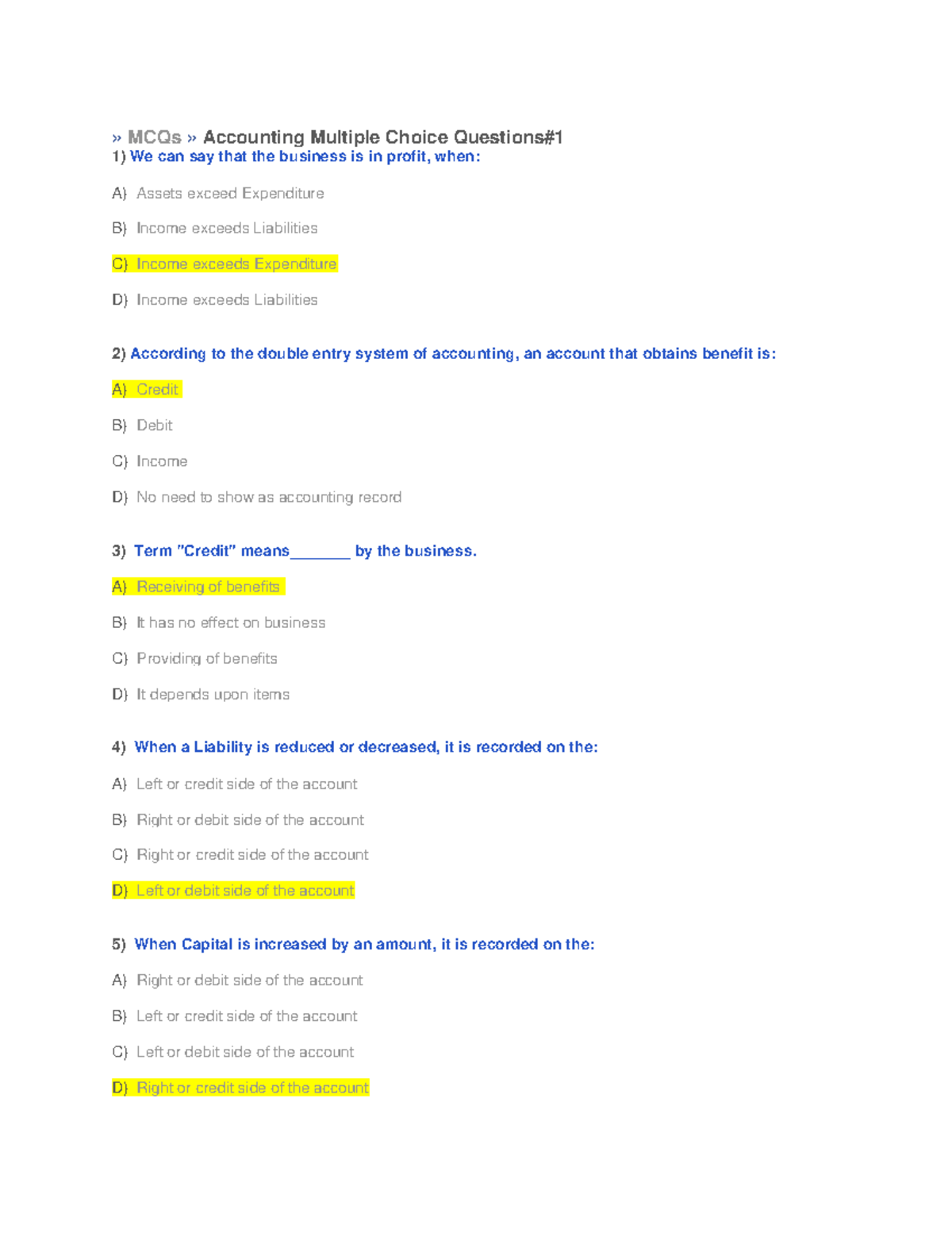 MCQs-in-Basic-accounting study in detail - » MCQs » Accounting Multiple ...