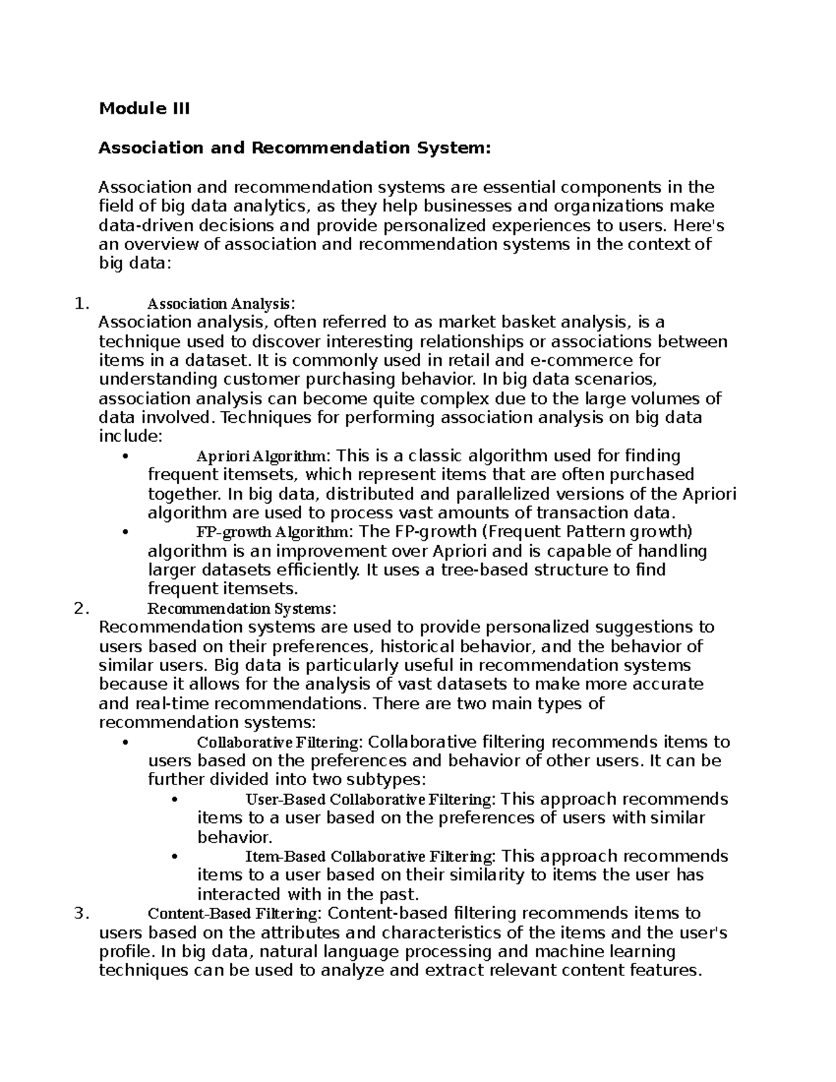 Bigdata 3-1 - Module III Association and Recommendation System ...