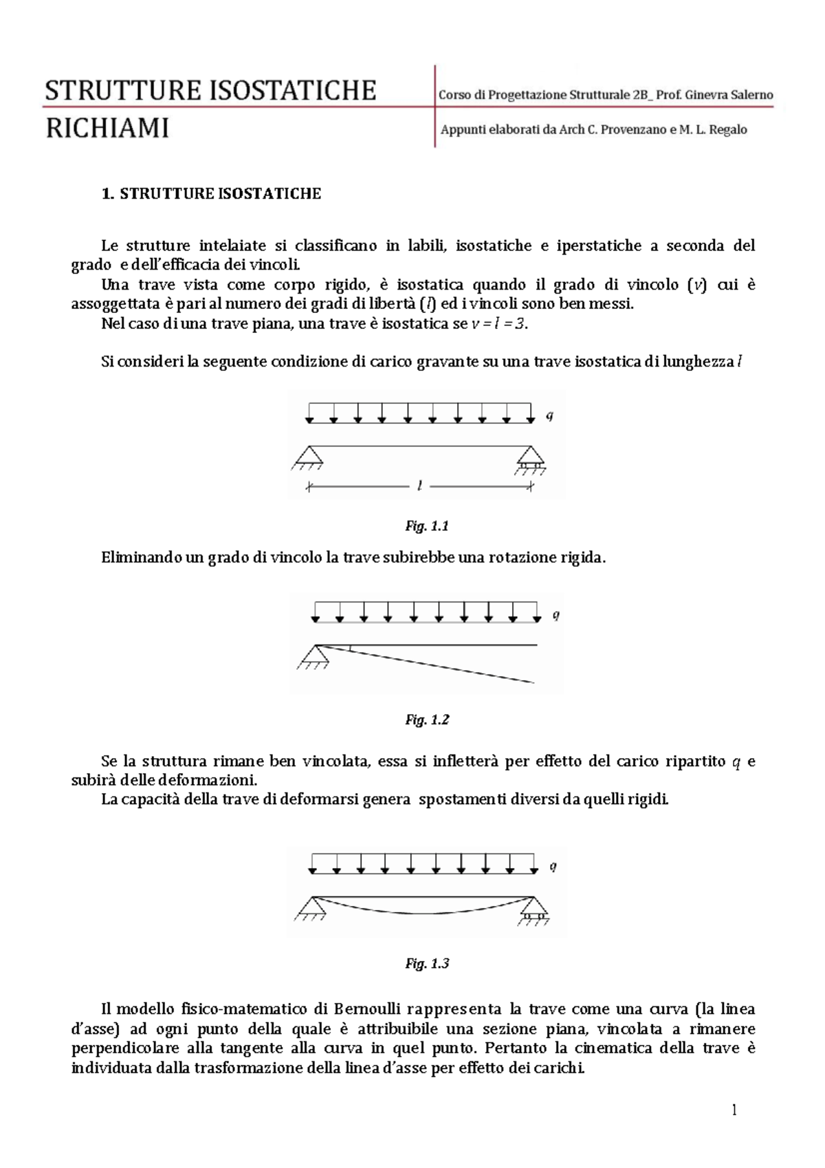 Travi isostatiche richiami - 1. STRUTTURE ISOSTATICHE Le strutture ...