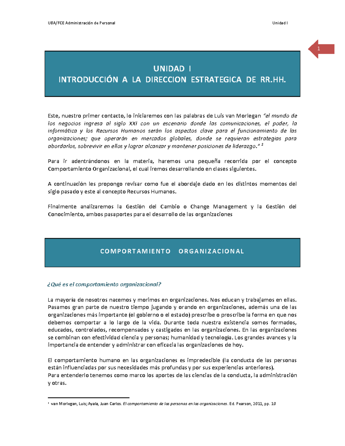 Unidad 1 Introduccion A LA Direccion Estrategica DE RRHH - Recursos Humanos - UB - Studocu