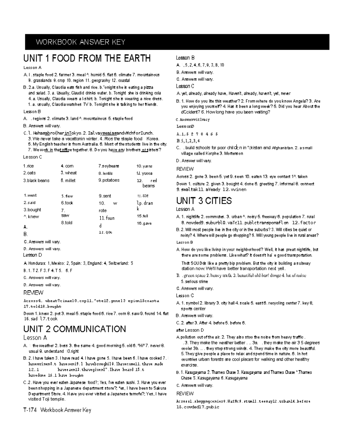 World english 2 answer keypdf - WORKBOOK ANSWER KEY UNIT 1 FOOD FROM ...