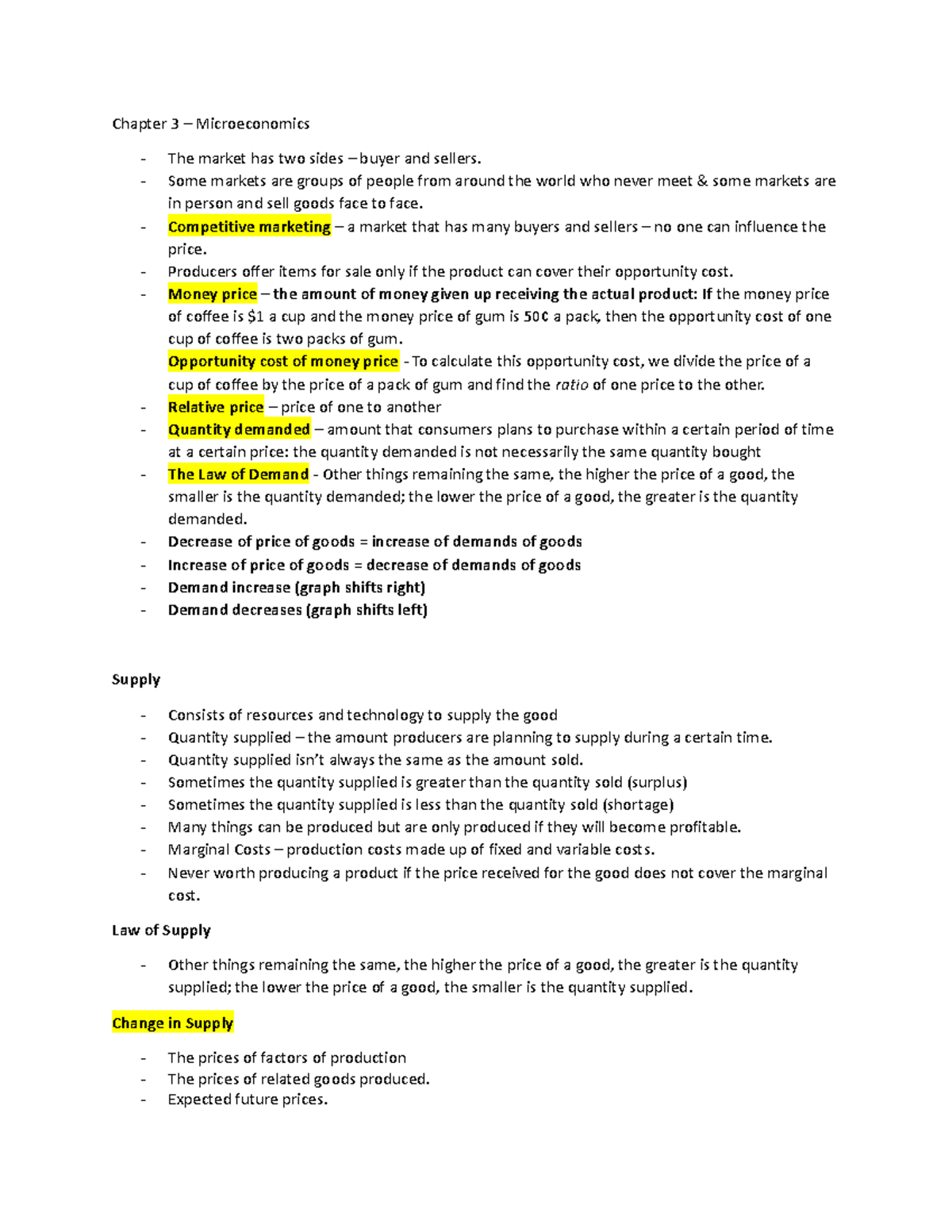 Chapter 3 ECON - econ notes taken in class - Chapter 3 – Microeconomics ...