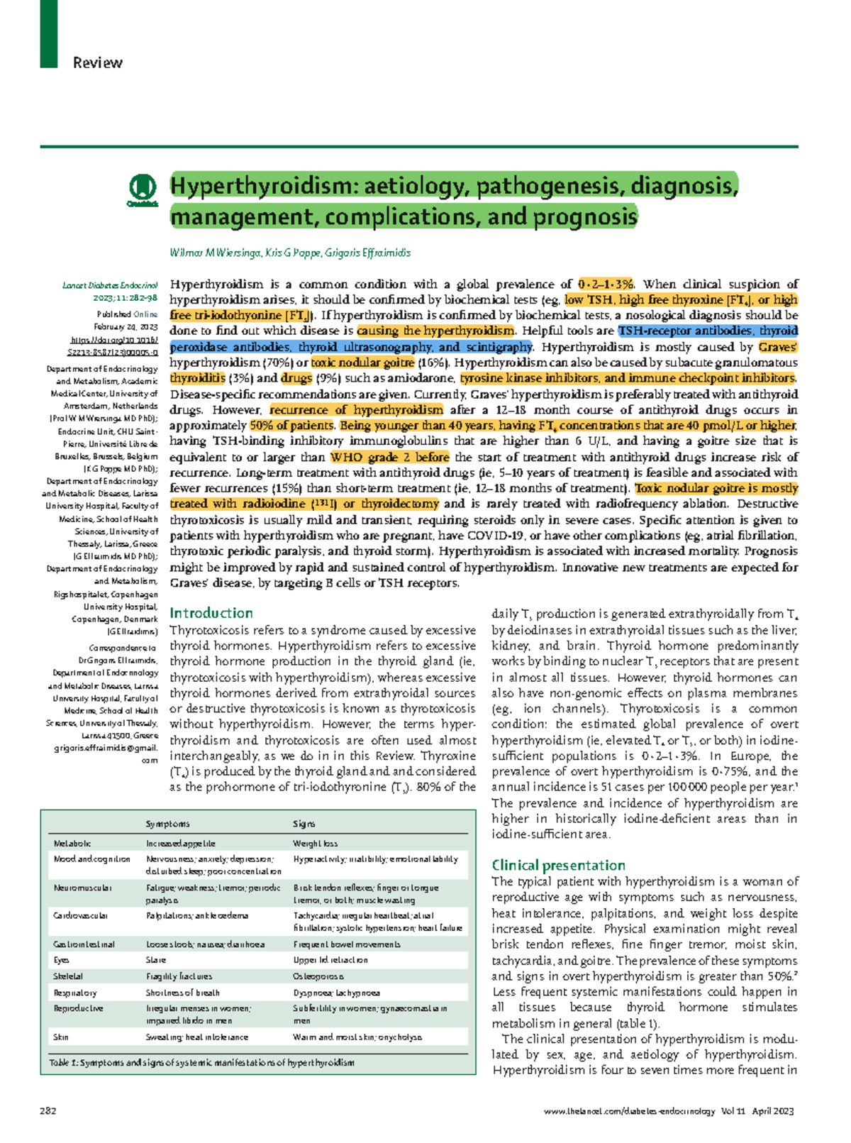 Hyperthyroidism aetiology, pathogenesis, diagnosis, management ...