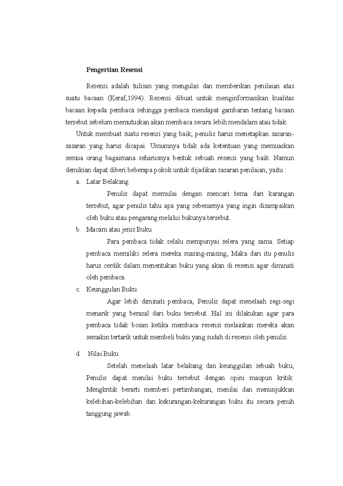 Pengertian Resensi - Pengertian Resensi Resensi adalah tulisan yang ...