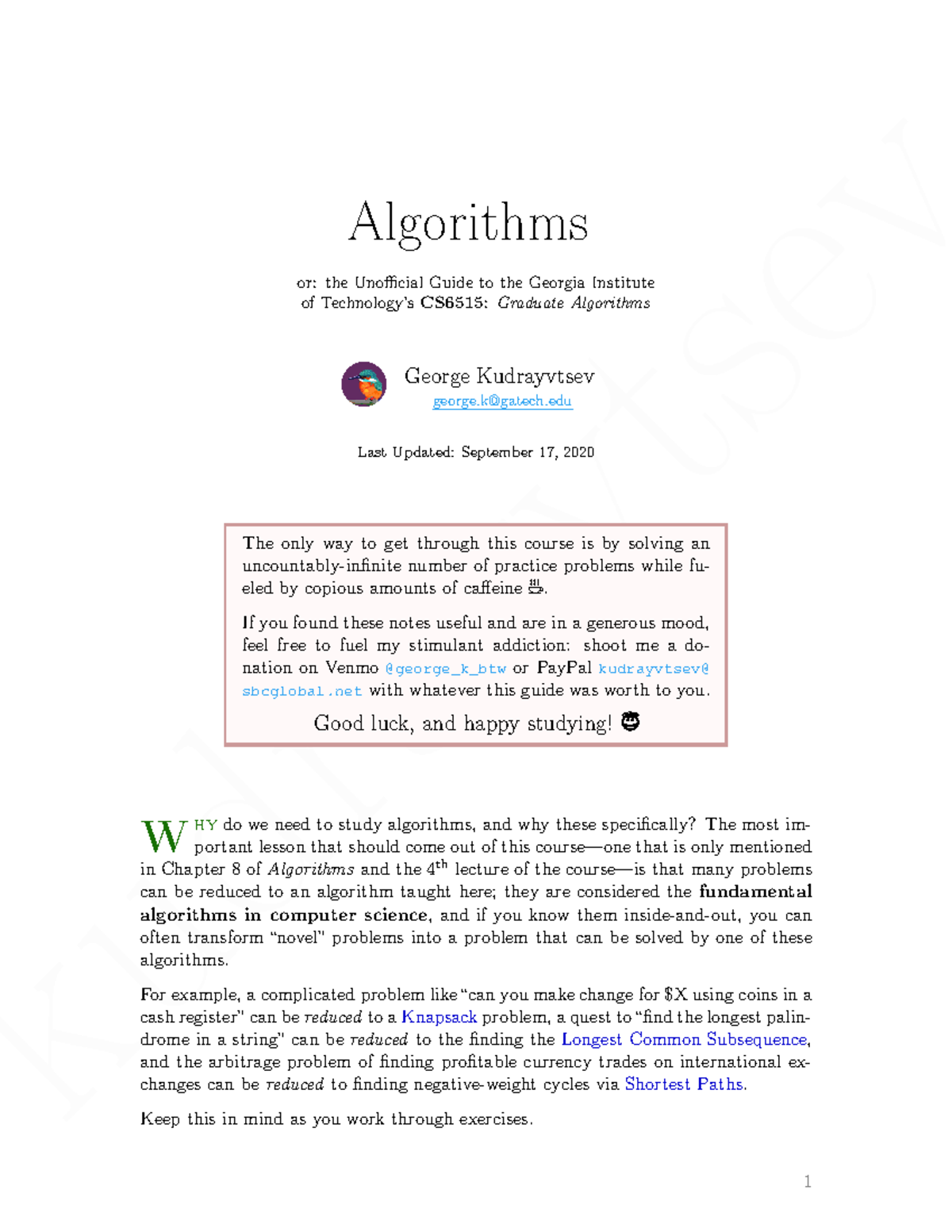 Ga-notes - notes regarding lectures - kudrayvtsev Algorithms or: the ...