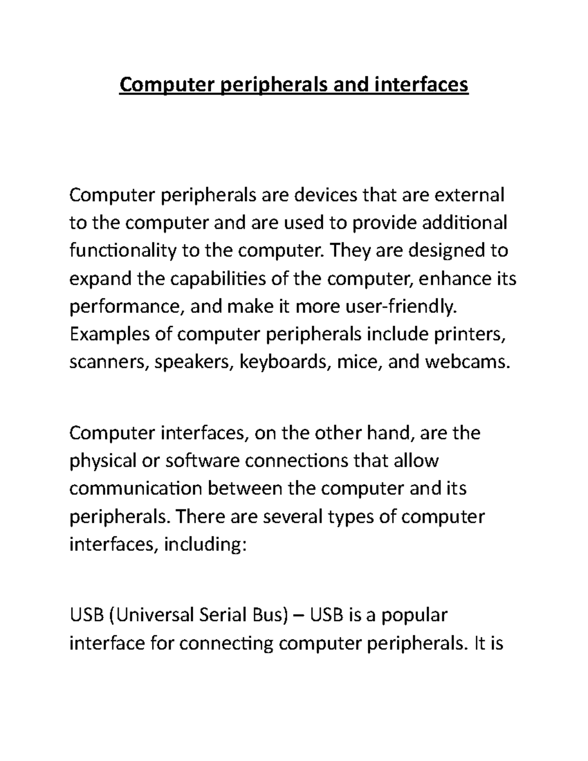 Computer peripherals and interfaces - Computer peripherals and ...