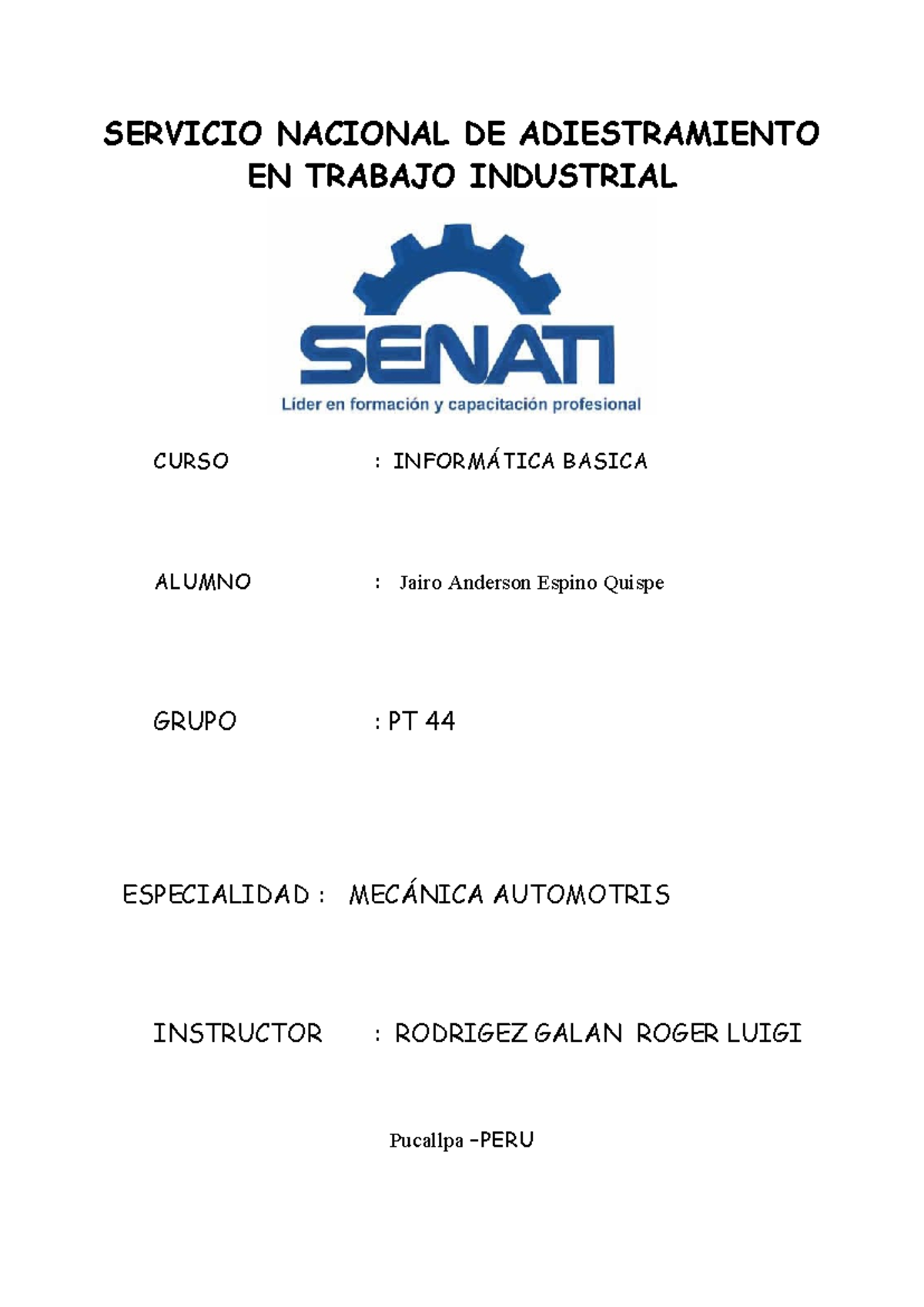 350206500- Caratula- Senati-doc Entregable 2 - Fisica y Quimica - SERVICIO NACIONAL DE - Studocu