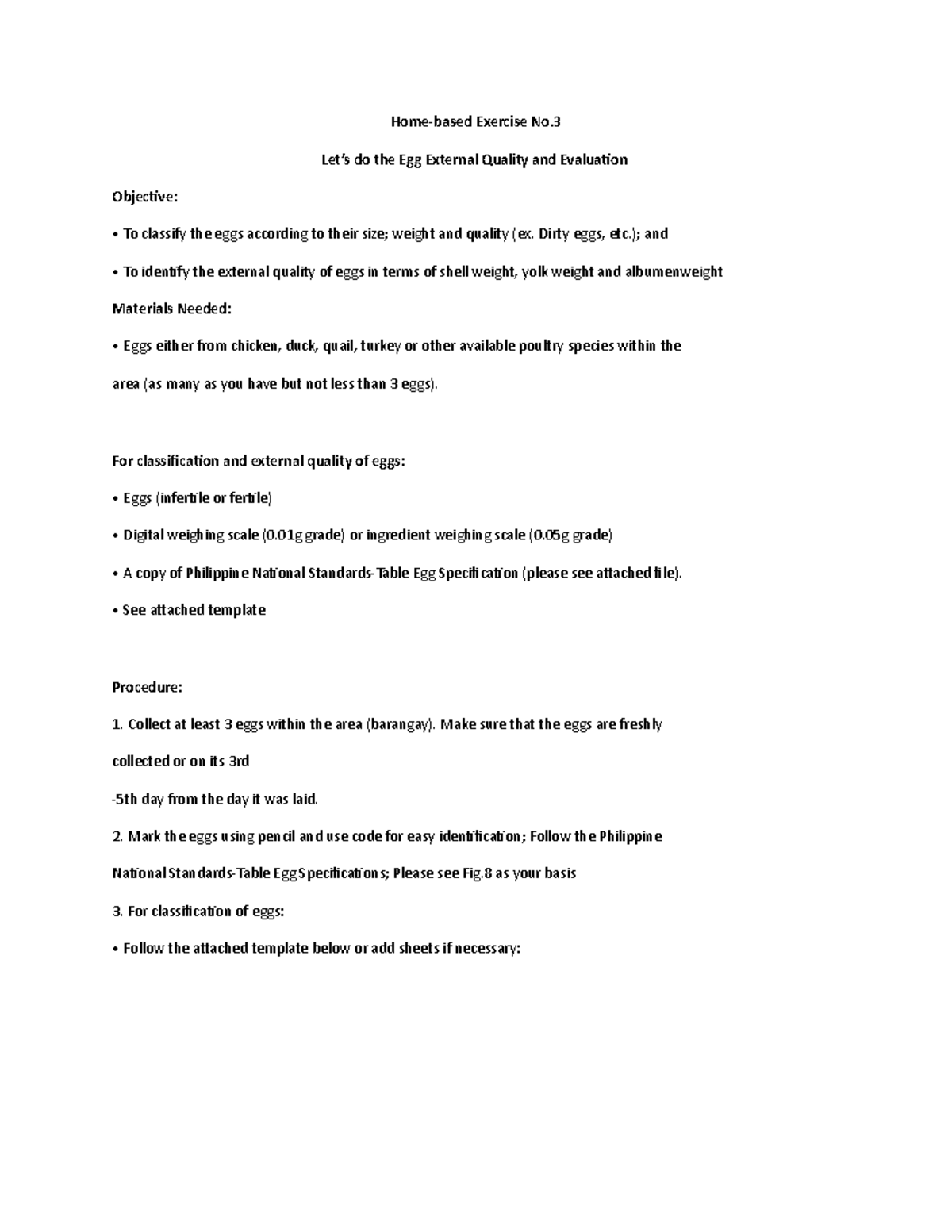 Home Base Egg External Quality and Evaluation - Home-based Exercise No ...