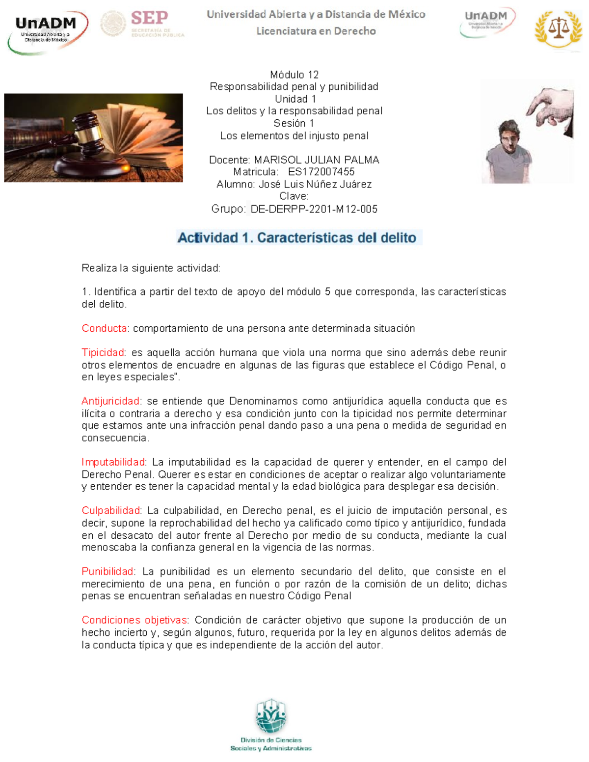 M12 U1 S1 JONJ - Módulo 12 Responsabilidad penal y punibilidad Unidad 1 ...