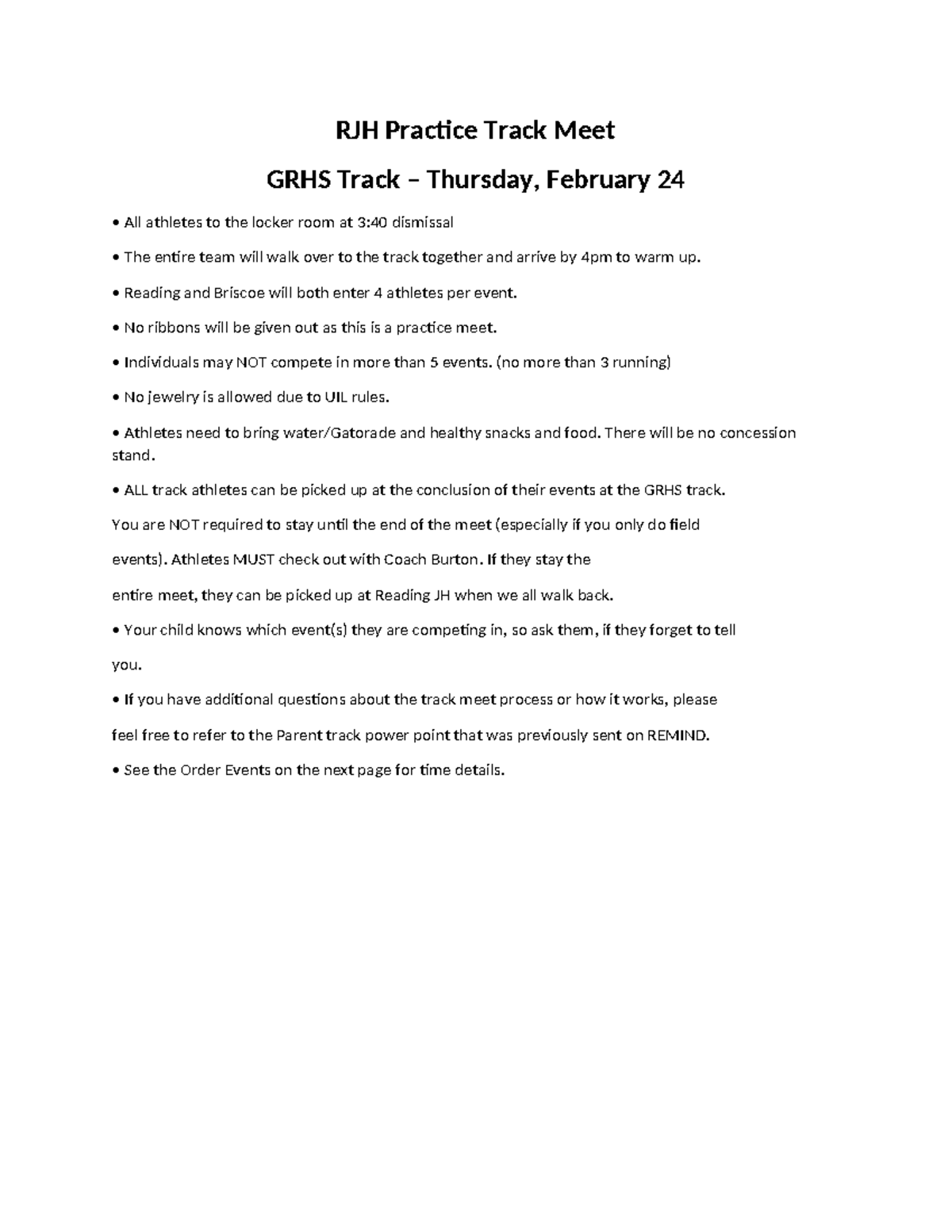 RJH Practice Track Meet 2 - RJH Practice Track Meet GRHS Track ...