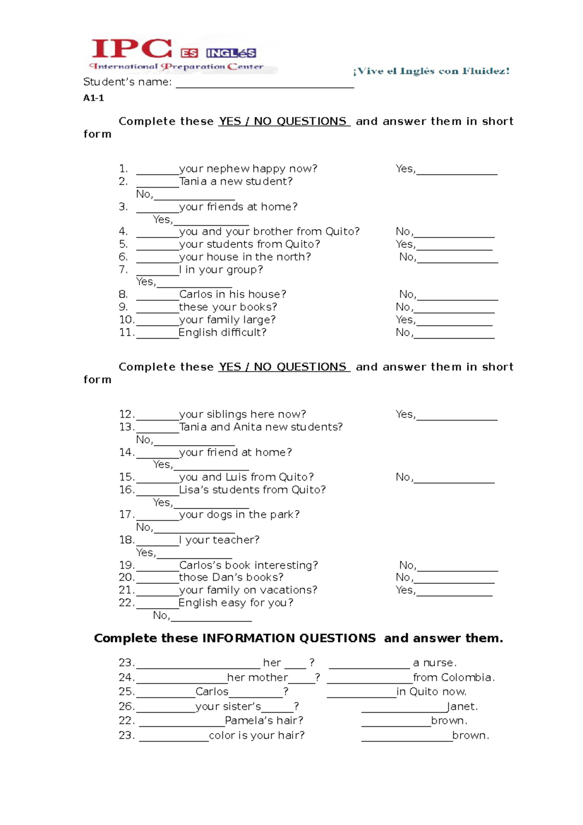 TO BE test April 2022 - TO BE test - Student’s name ...