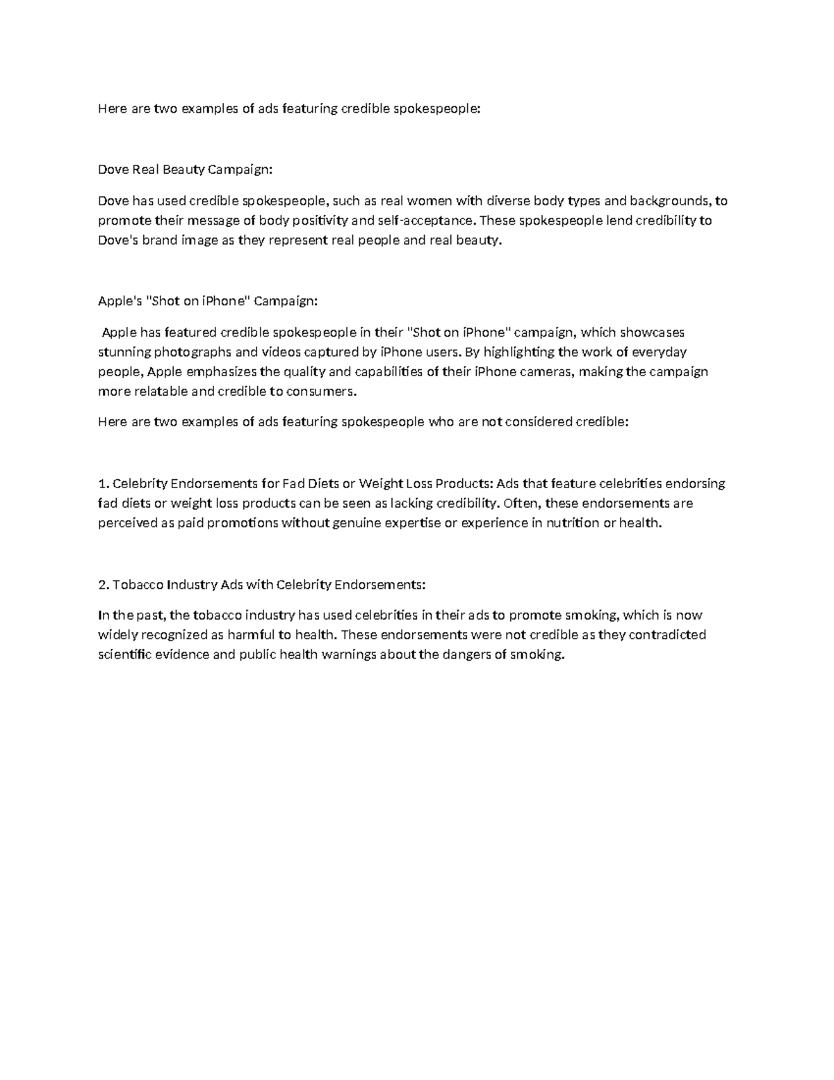 Consumer Behaviour-Ads - Here are two examples of ads featuring ...