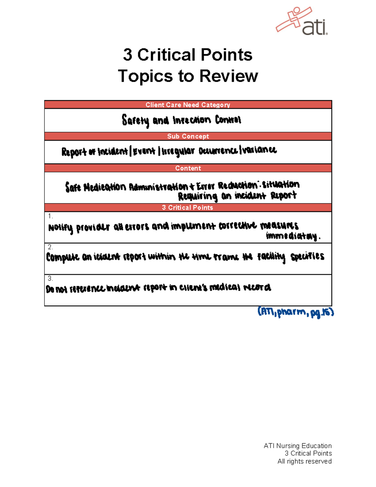 3 Critical Points Topics to Review Client Care - Studocu