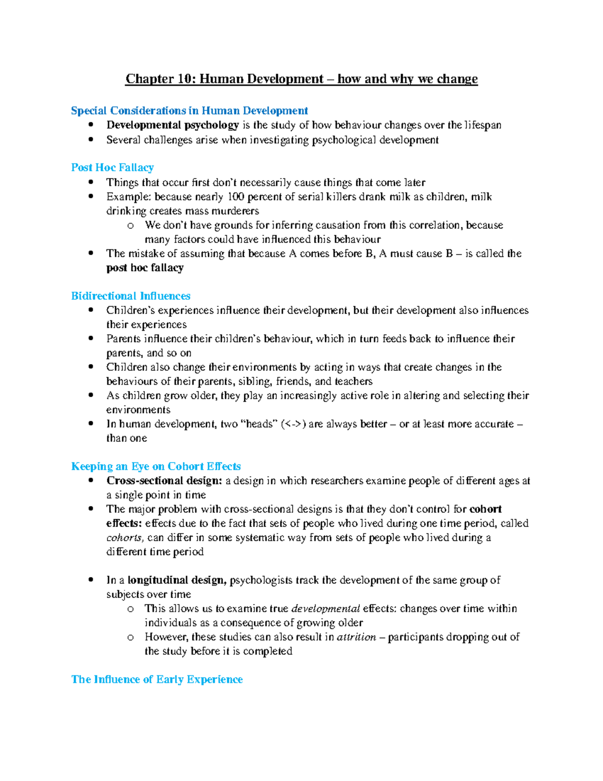 PSY102 chapter 10 - Chapter 10: Human Development – how and why we ...