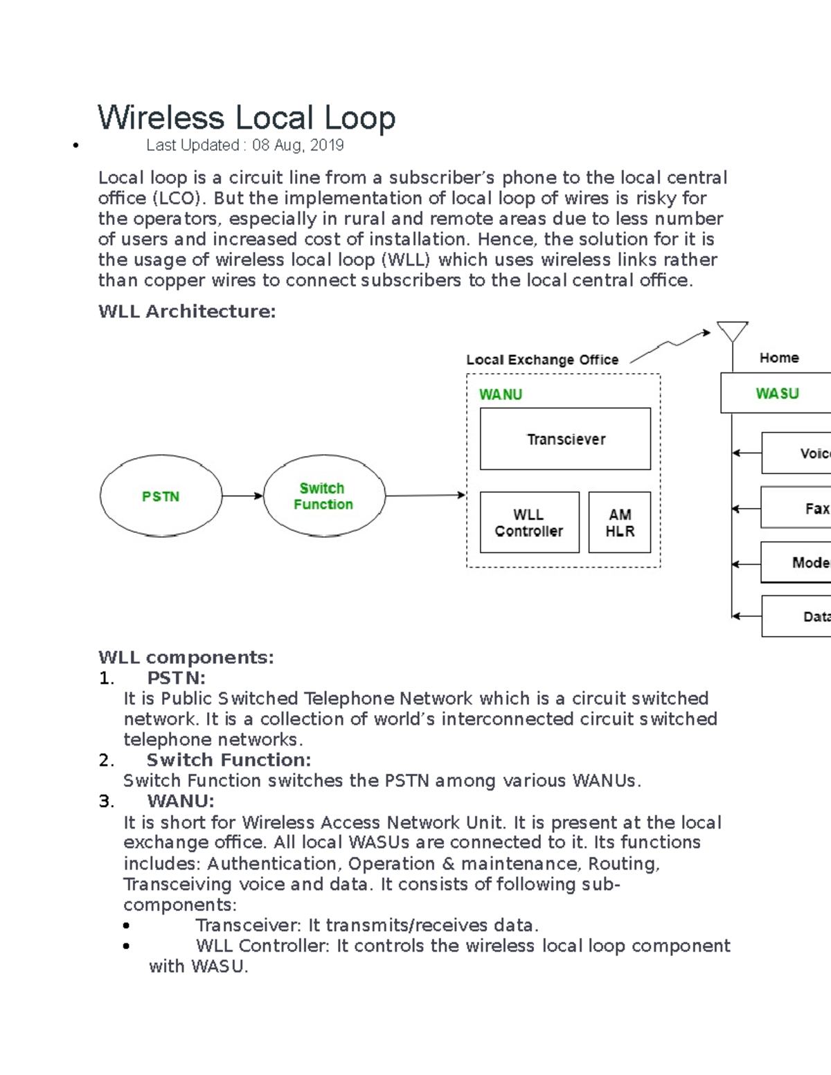 Computer Networks lectures - Wireless Local Loop Last Updated : 08 Aug ...