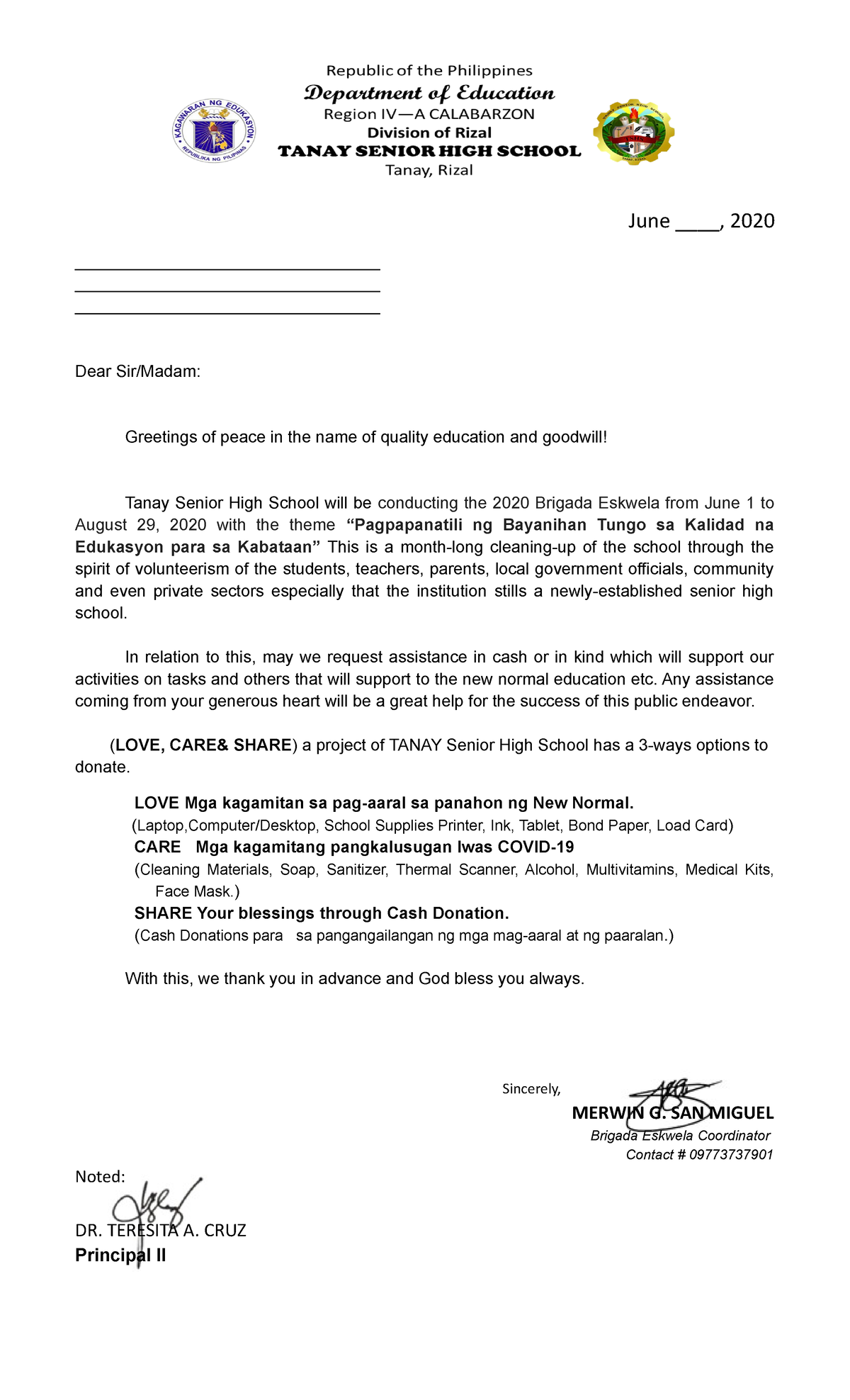 New letter for brigada - ddddd - June ____, 2020 ...