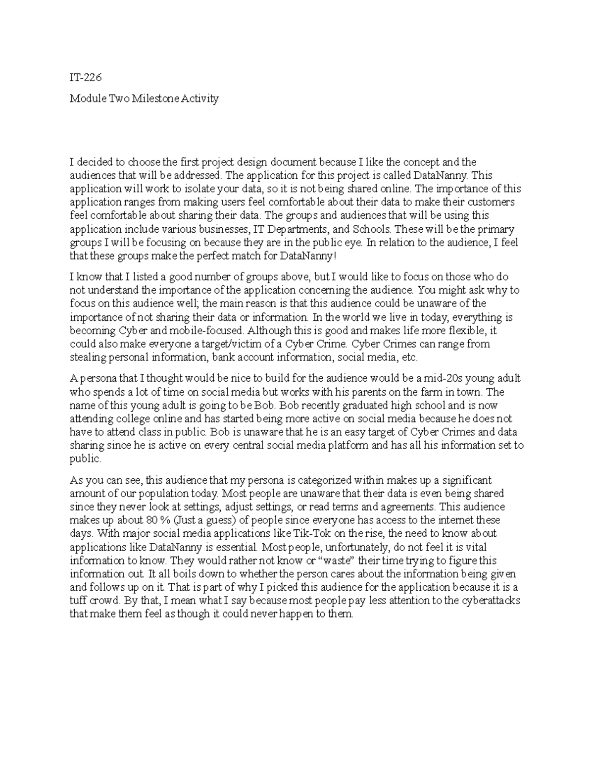 2-1 Milestone Two Activity - IT- Module Two Milestone Activity I ...