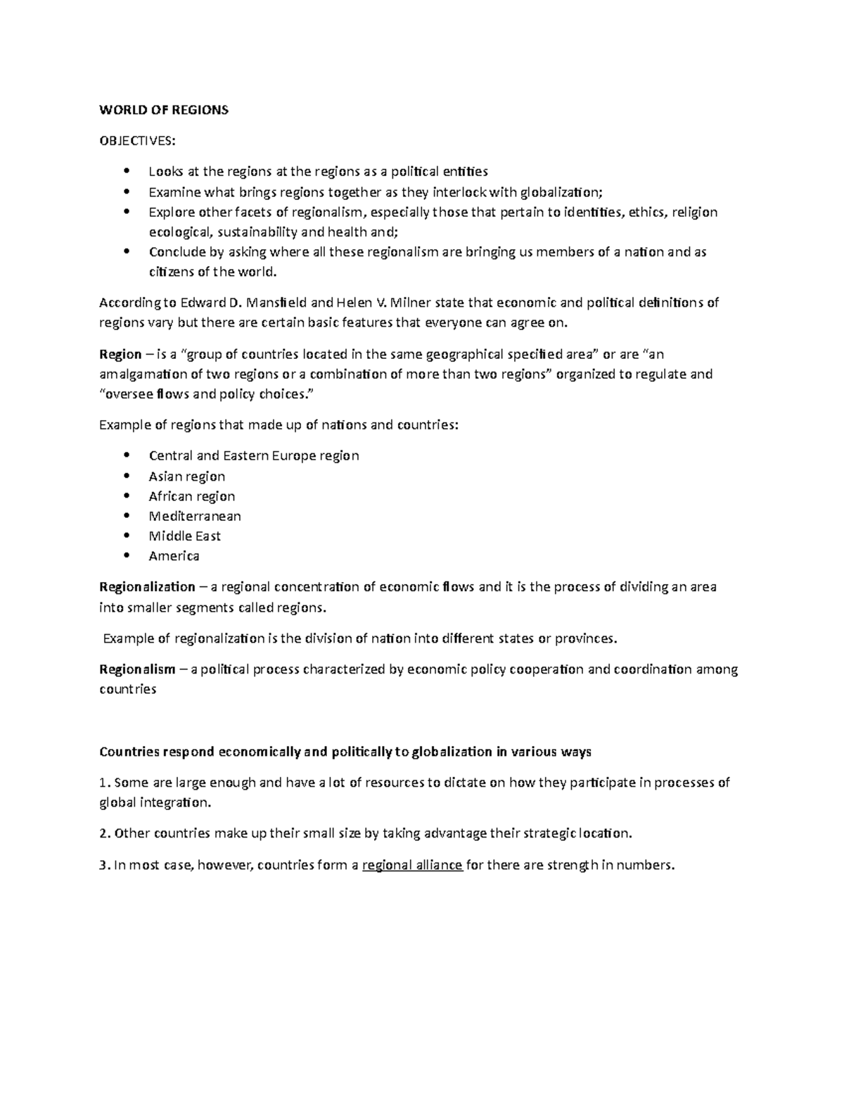 World-OF- Regions - society and culture - WORLD OF REGIONS OBJECTIVES ...