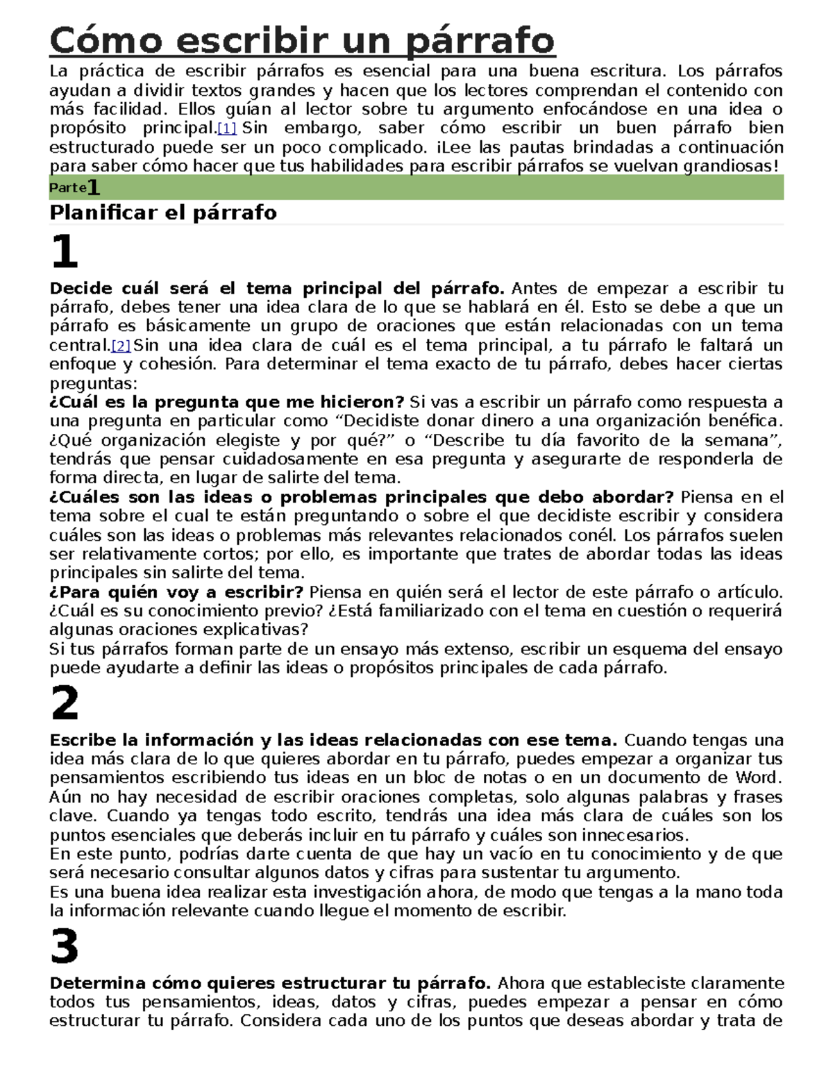 Cómo escribir un párrafo - Cómo escribir un párrafo La práctica de ...