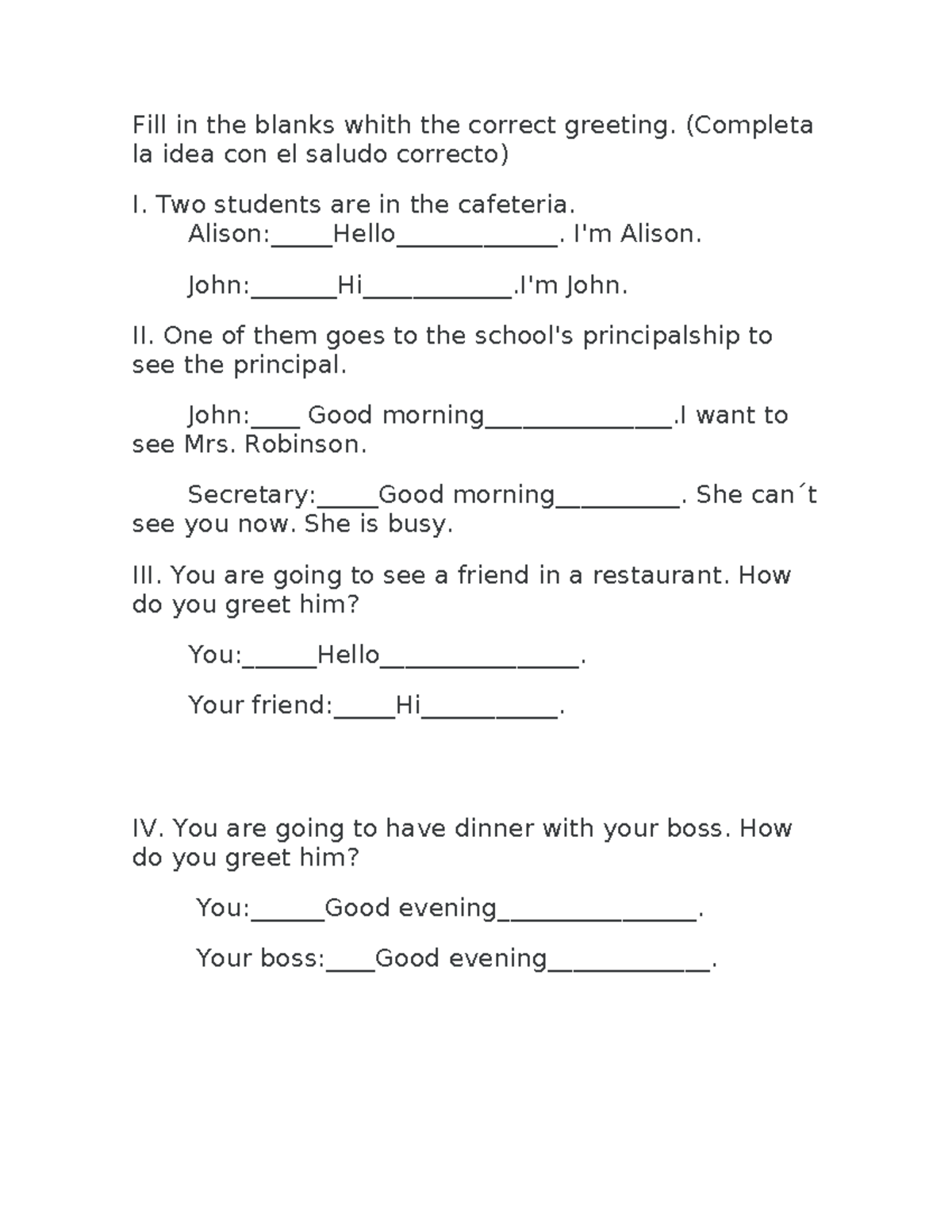 05 Actividad 1 - qwew - Fill in the blanks whith the correct greeting ...