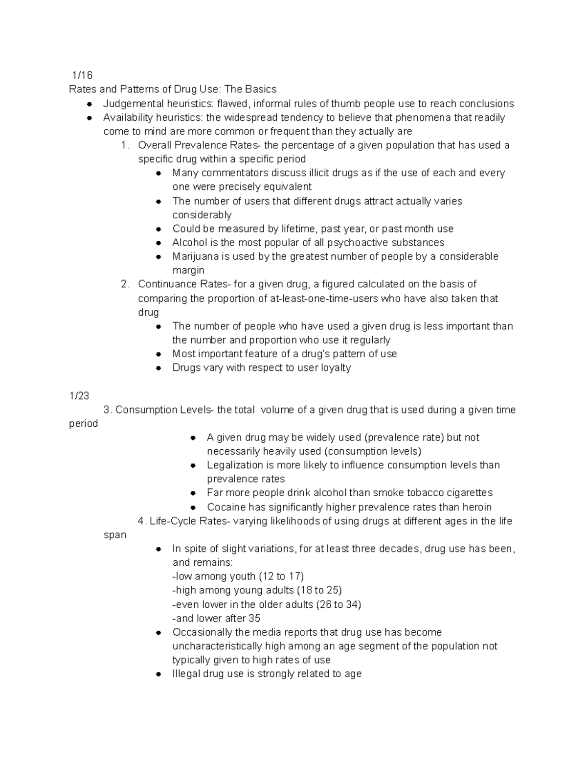 Drugs and crime notes - 1/ Rates and Patterns of Drug Use: The Basics ...