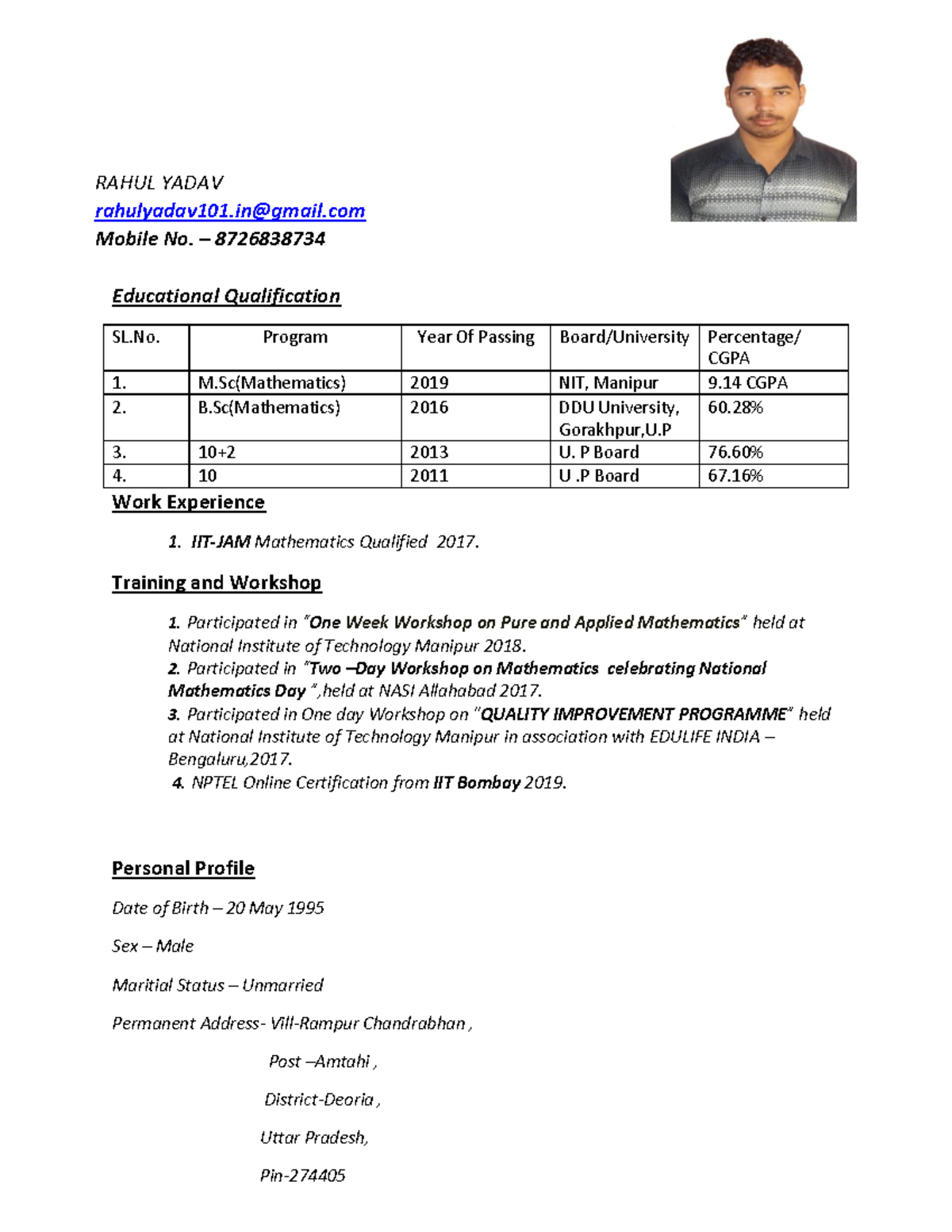 Rahul resume pdf1 - K9jsjsbnsnj jshsbs - RAHUL YADAV rahulyadav101 ...