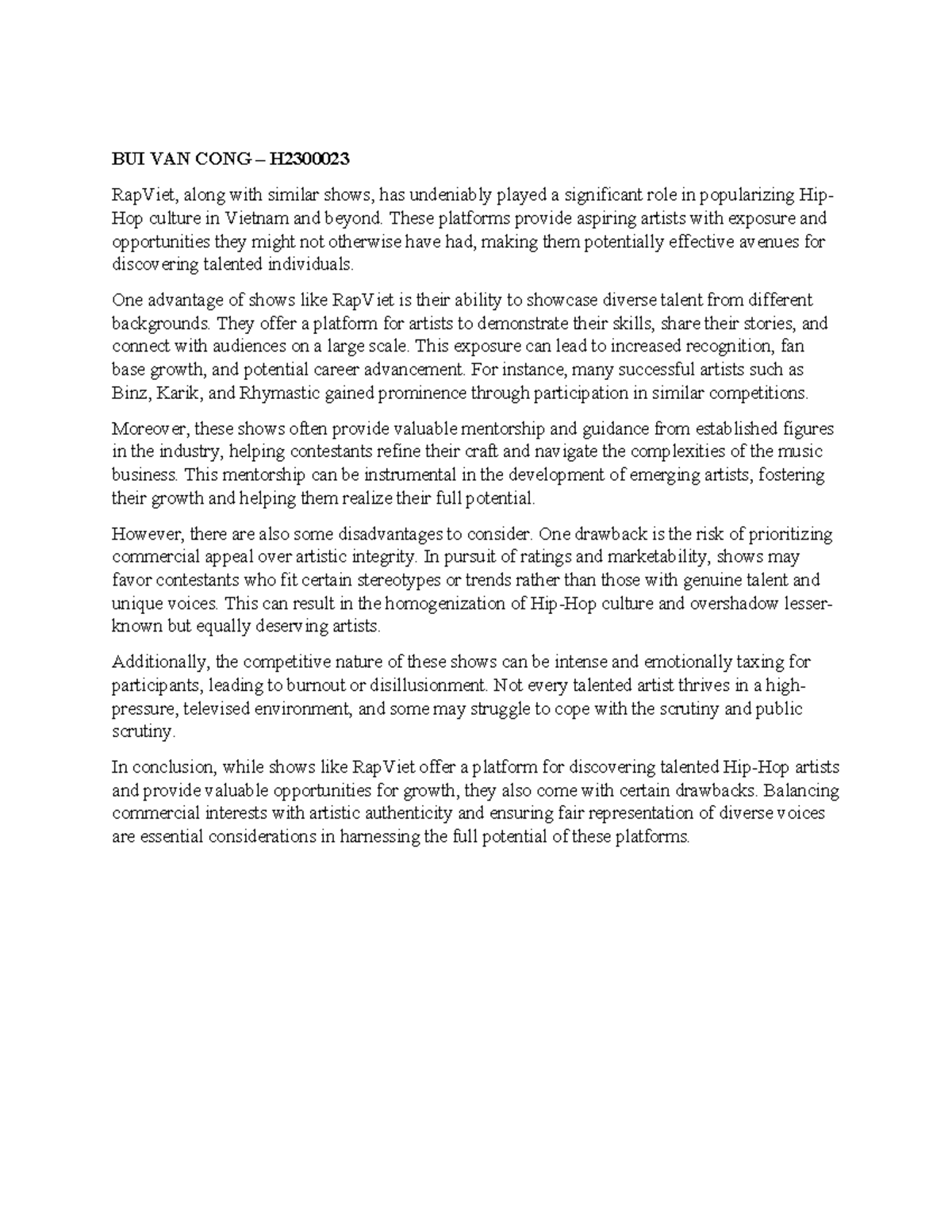 Rap Viet Wrting - Writing task 2 - BUI VAN CONG – H RapViet, along with ...