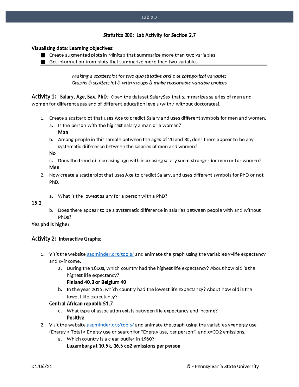 Section 02.7 shared lab - Lab 2. Statistics 200: Lab Activity for Section 2. Visualizing data ...