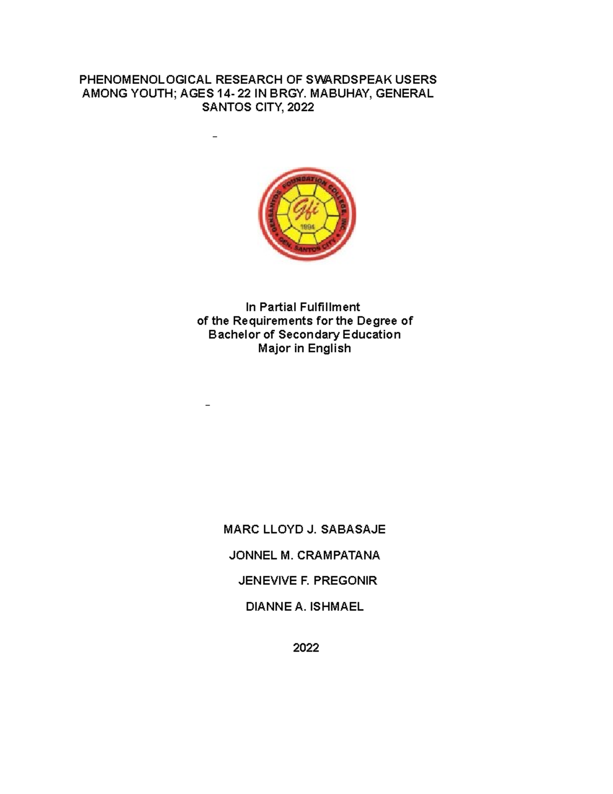 Swardspeak Gay Language of Philippines - Education - Studocu