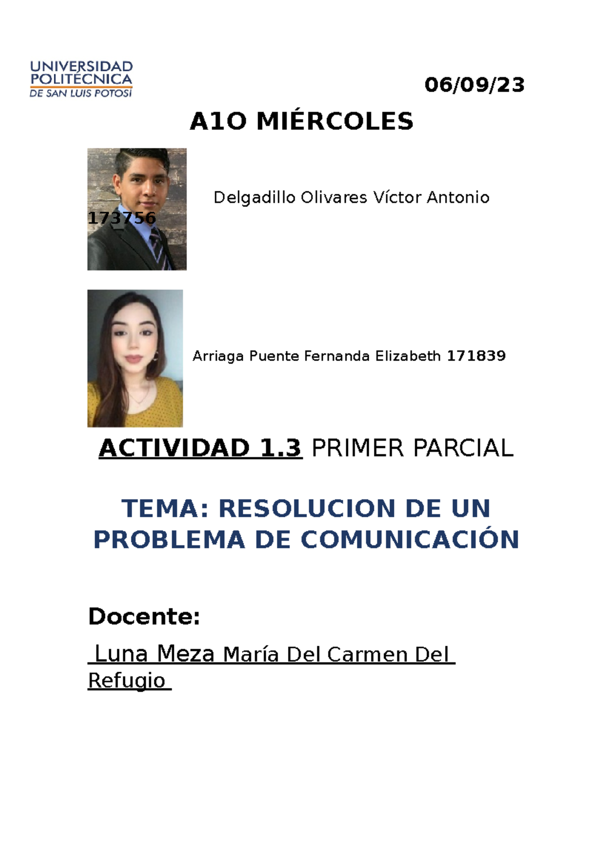 Actividad 1.3 Que Importa - 06/09/ A1O MIÉRCOLES Delgadillo Olivares ...