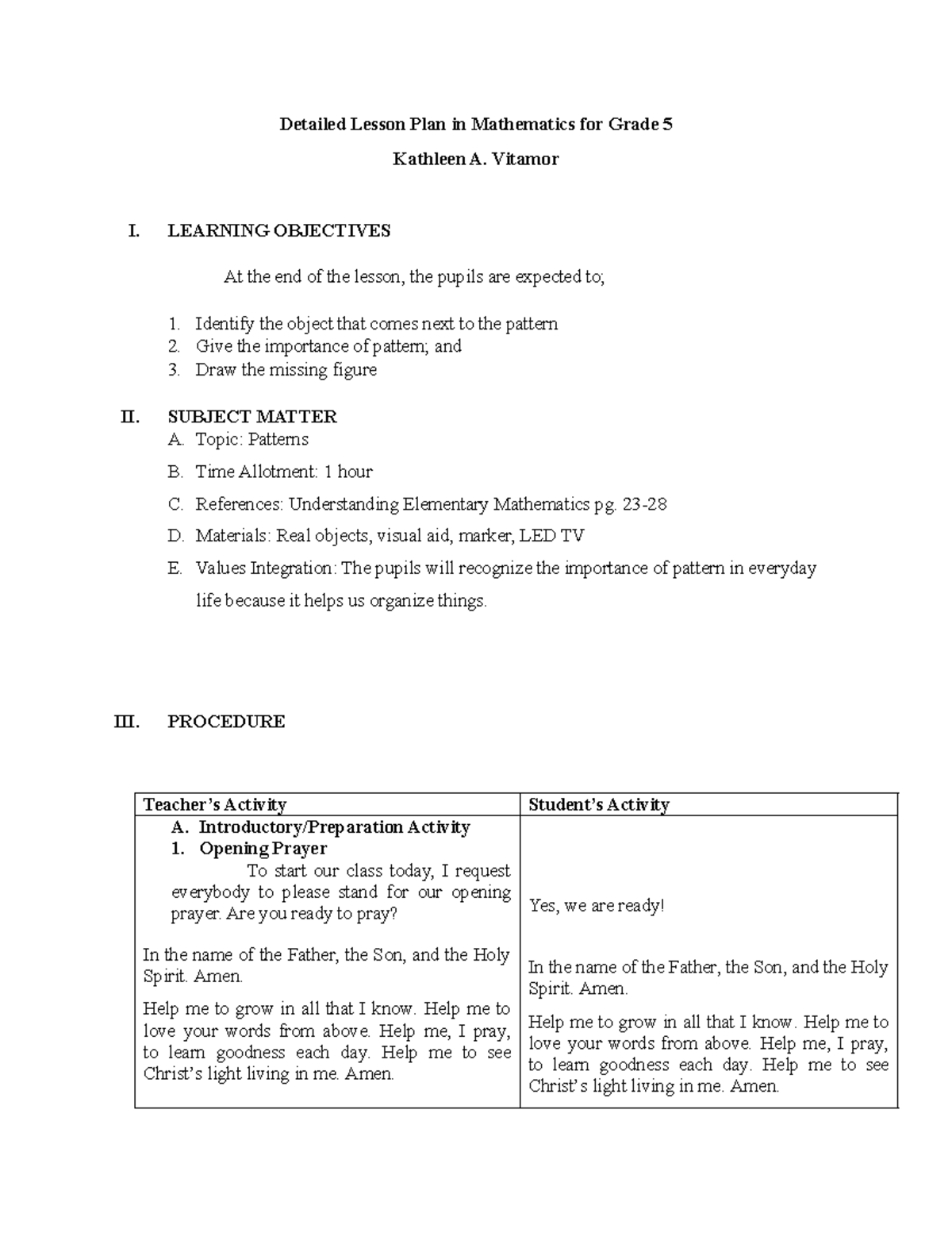 Lesson plan for CPE103 - Detailed Lesson Plan in Mathematics for Grade ...