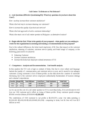 Call Center Case Study - Kenya Turner Take Home Case Study Management ...