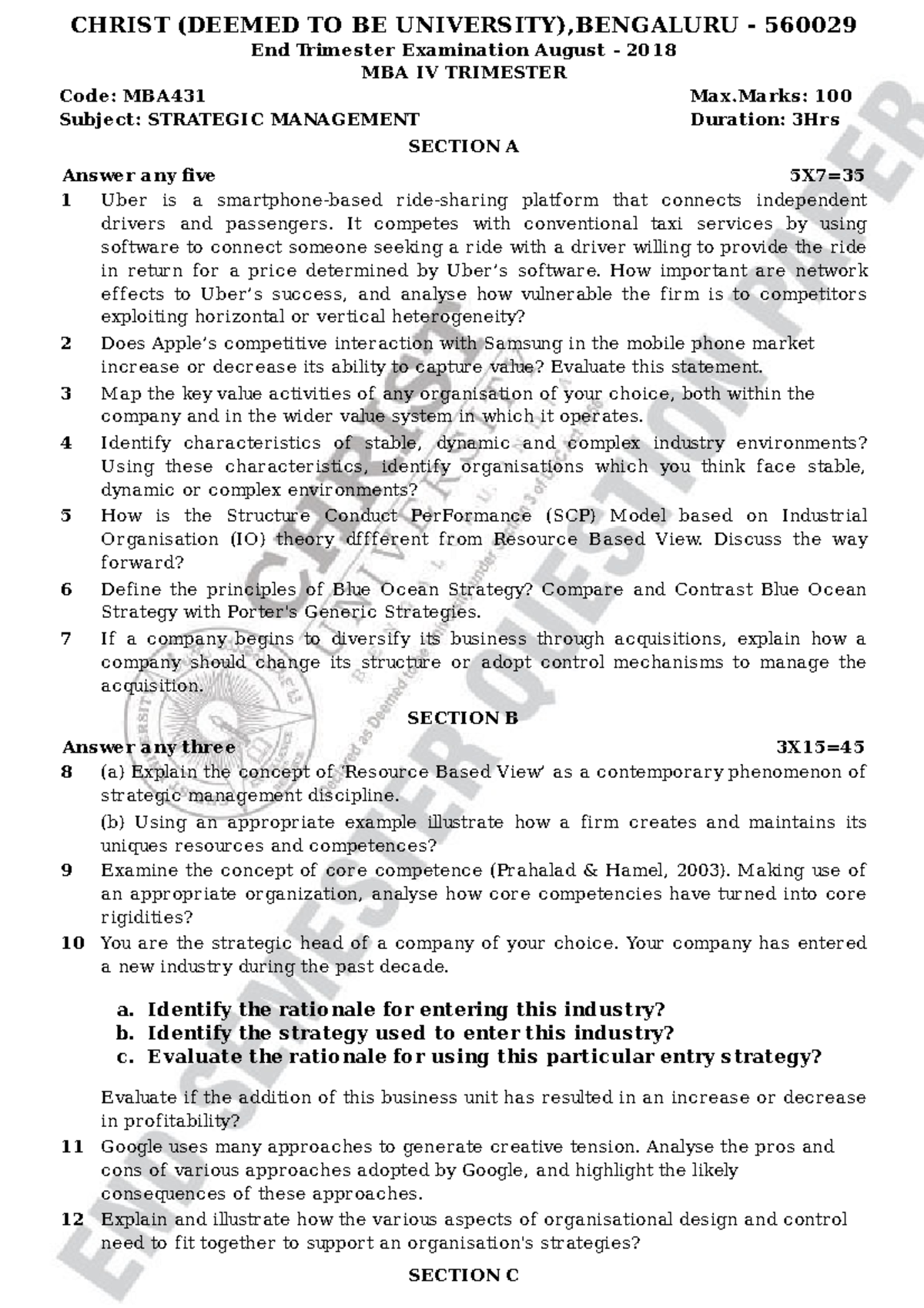 MBA431 - ETE Question PaperETE Question Paper ETE Question Paper ...