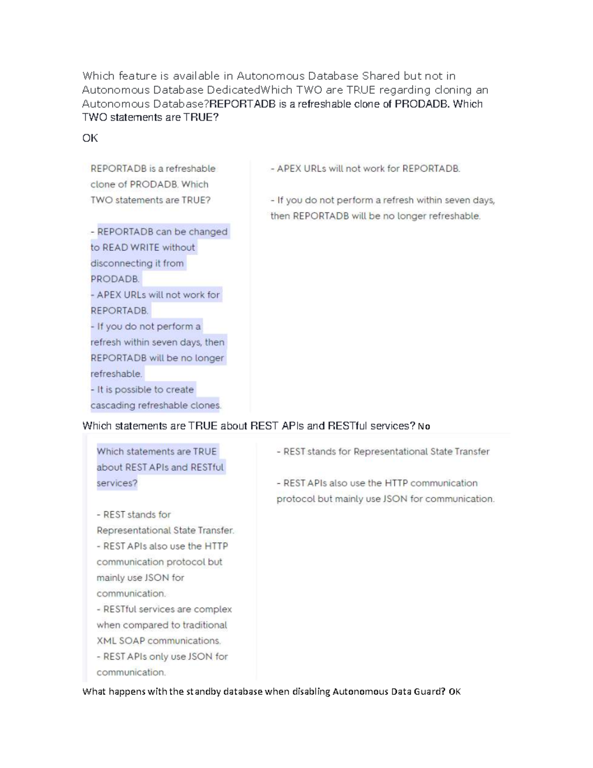 OAD Examen 60 Preguntas - Which feature is available in Autonomous ...