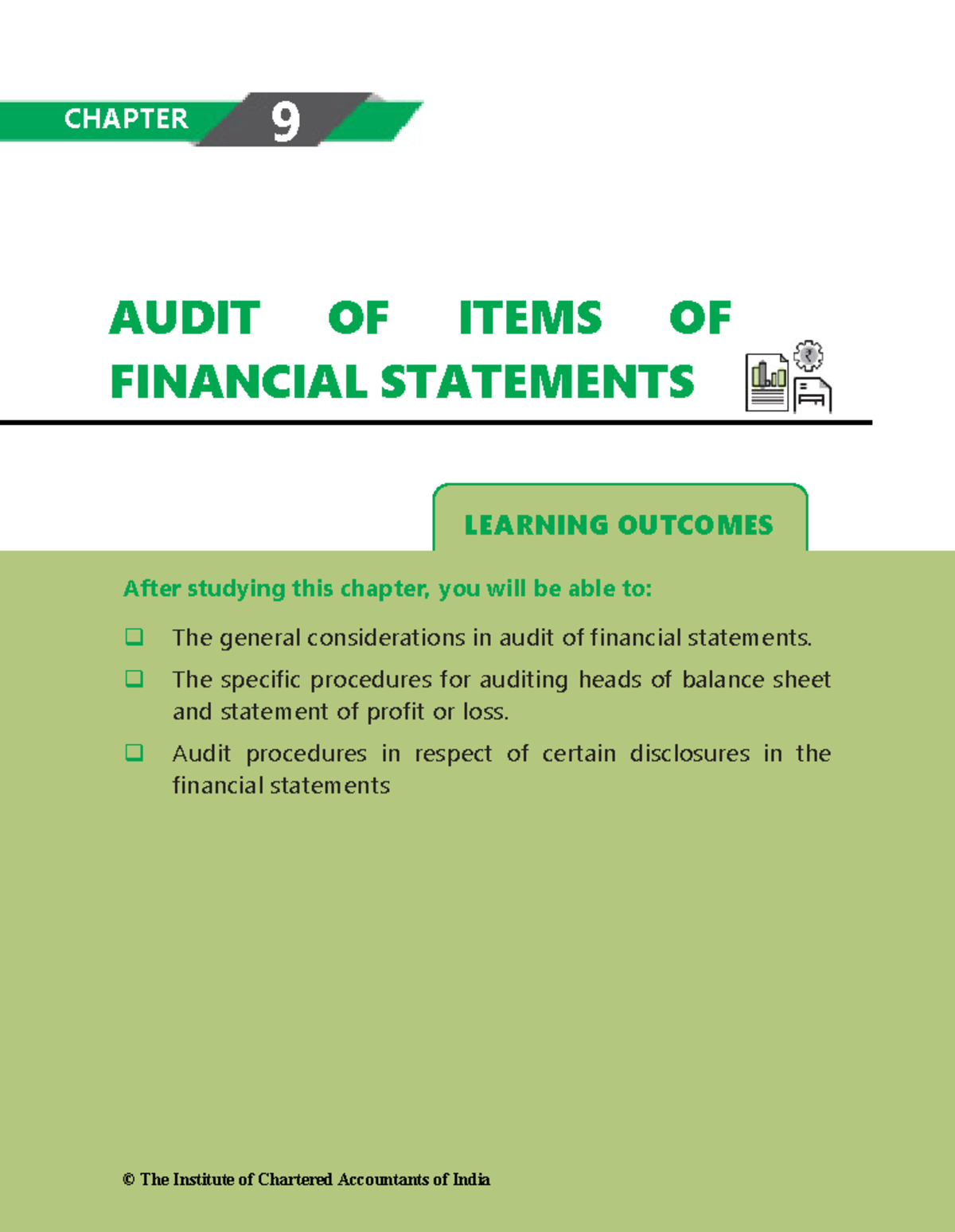 9 - Auditing and Assurance - Inter - LEARNING OUTCOMES AUDIT OF ITEMS ...