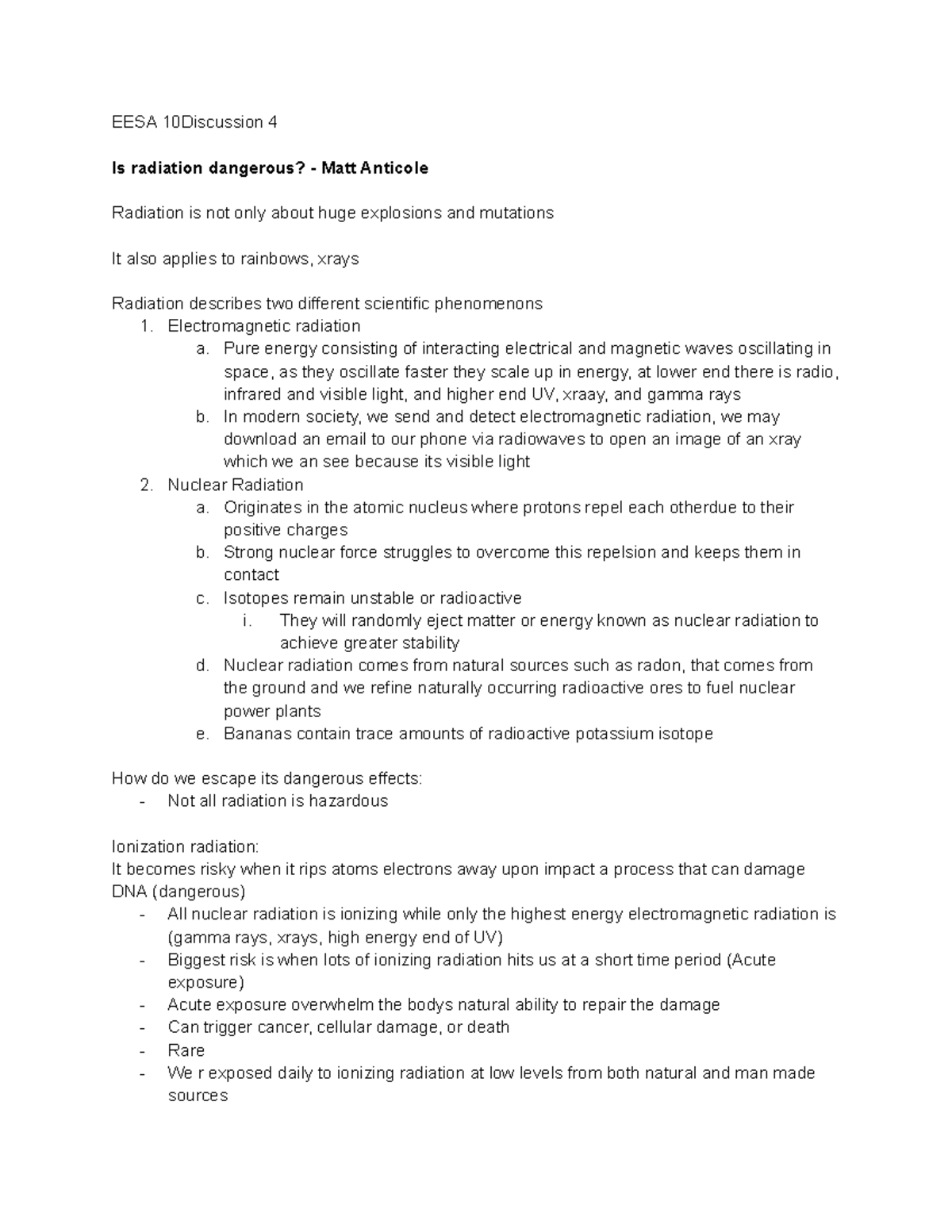 EESA10 Discussion 4 - EESA 10Discussion 4 Is radiation dangerous ...