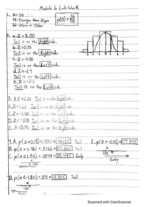 Module 5 Lab Work Z-Scores - Module 5- Lab Work Z-scores Problem 1 The ...