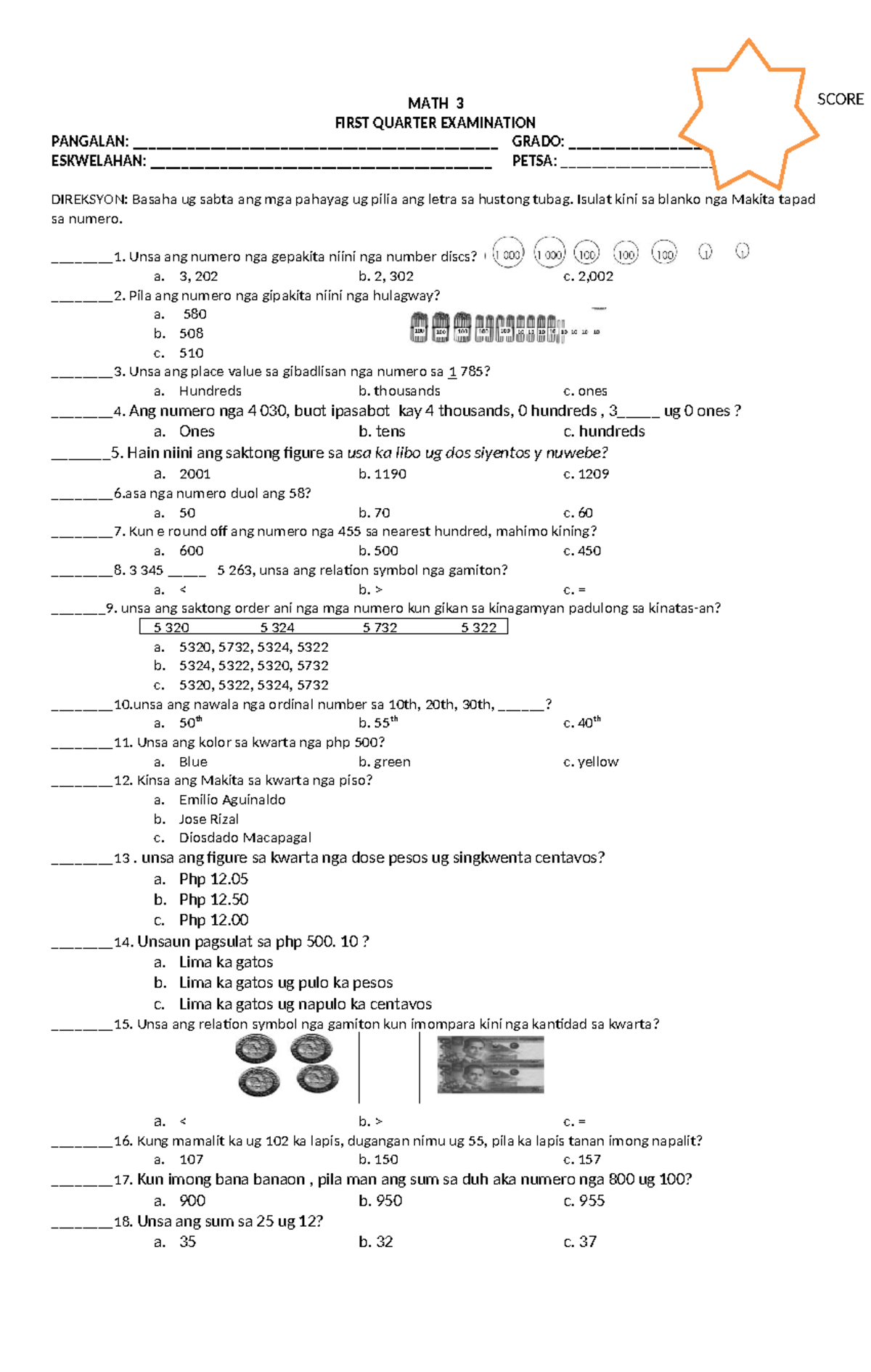 422989152-MATH-EXAM - gghh yfg hgbj hhh - MATH 3 FIRST QUARTER ...