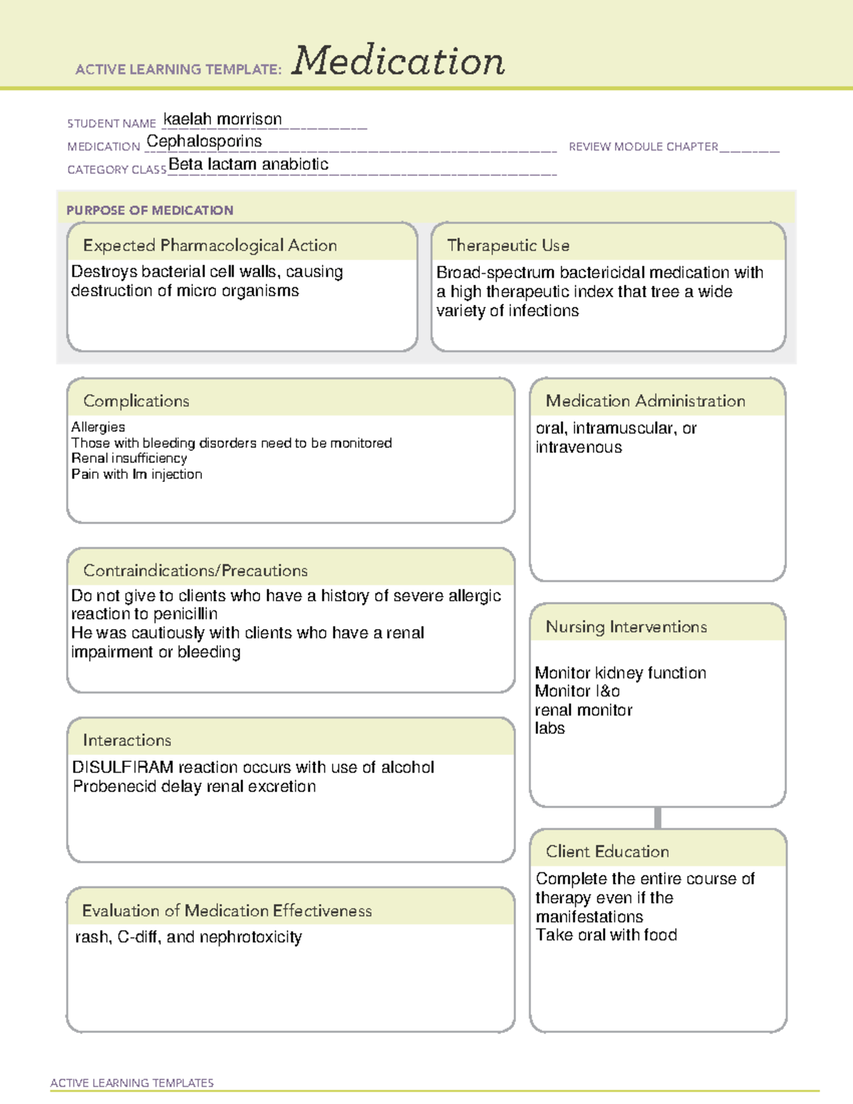 Ati pharm template 1 - ACTIVE LEARNING TEMPLATES Medication STUDENT ...