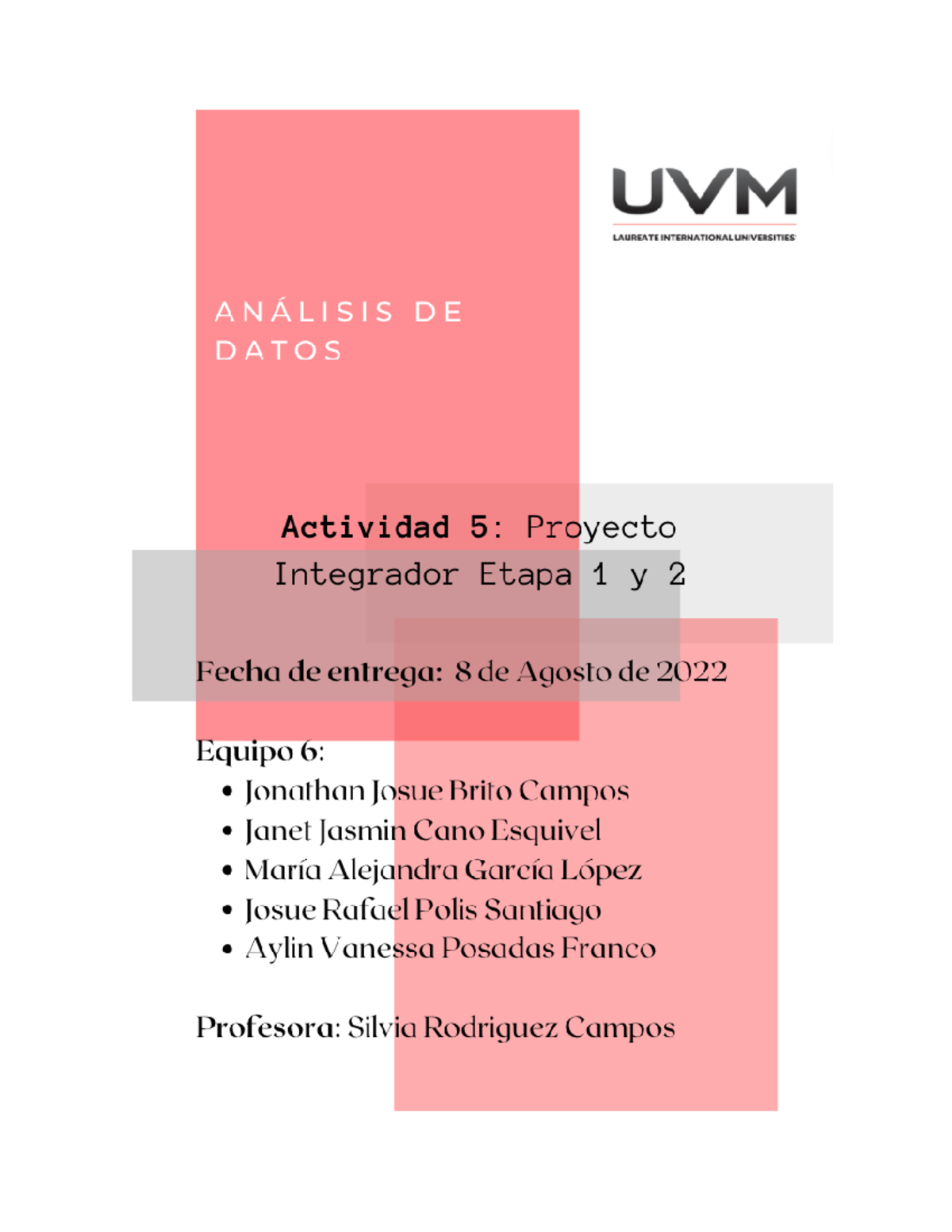 A5 E6 - A5 AVPF - Etapa 1 del Proyecto Integrador Introducción En el ...