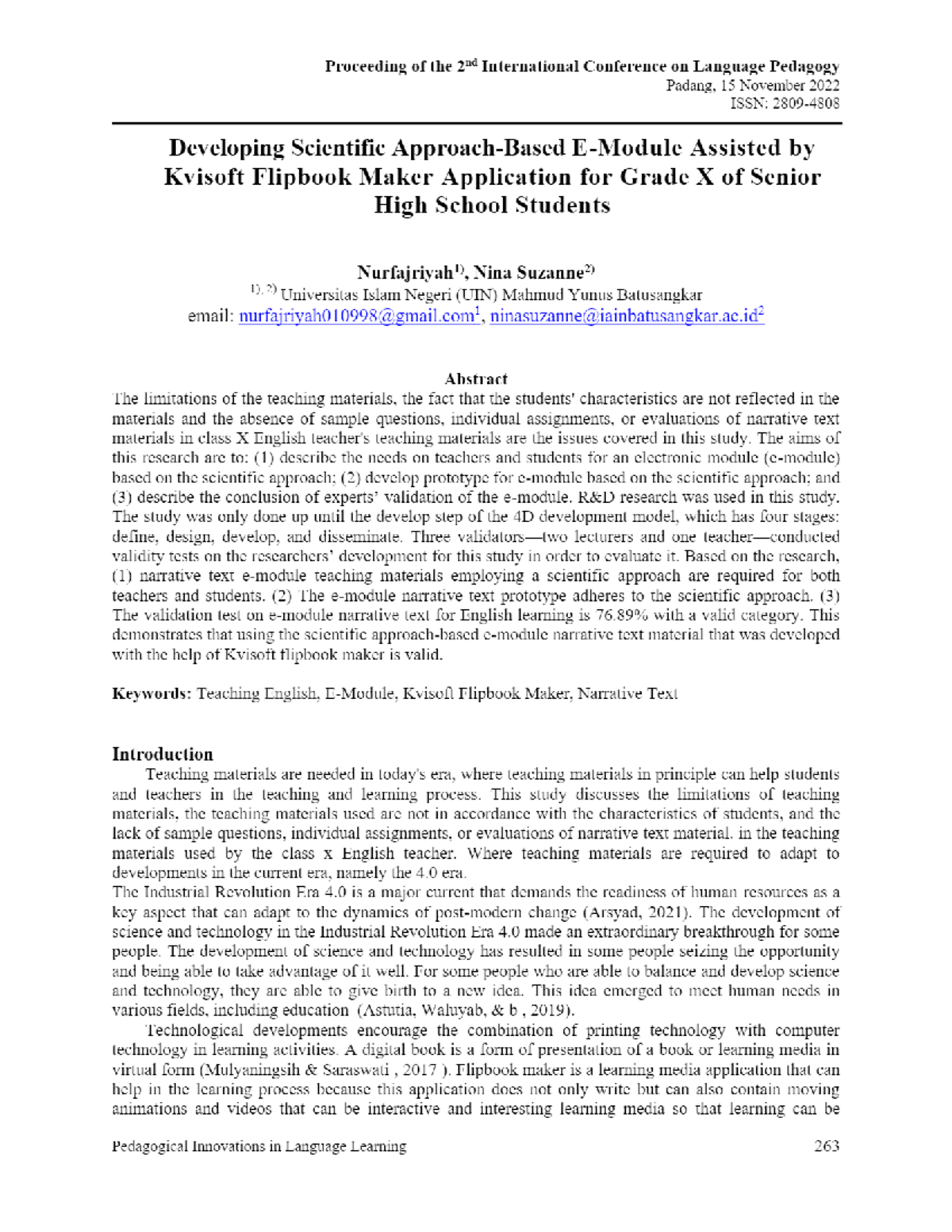 Developing Scientific Approach-Based E-Module Assisted by Kvisoft Flipbook Maker Application for ...