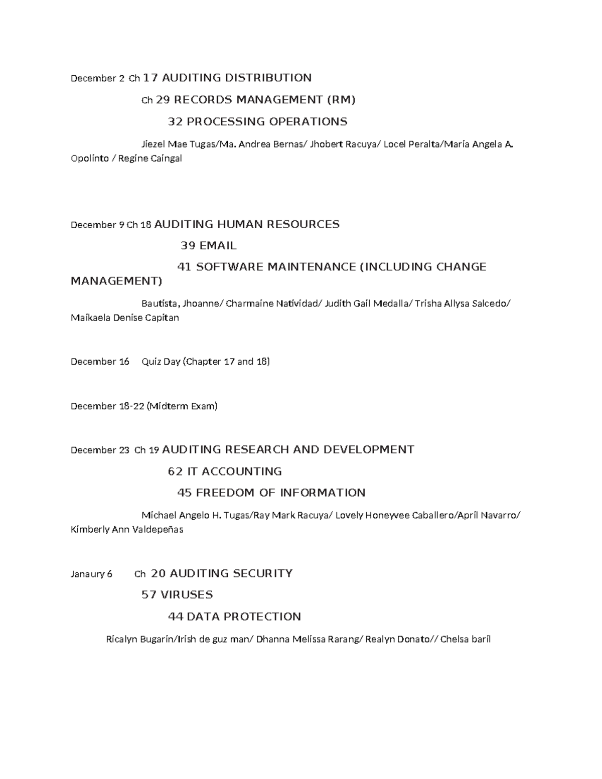 Sched OA 2023-Final - Summary Auditing and Assurance Services: an Applied Approach - December 2 ...